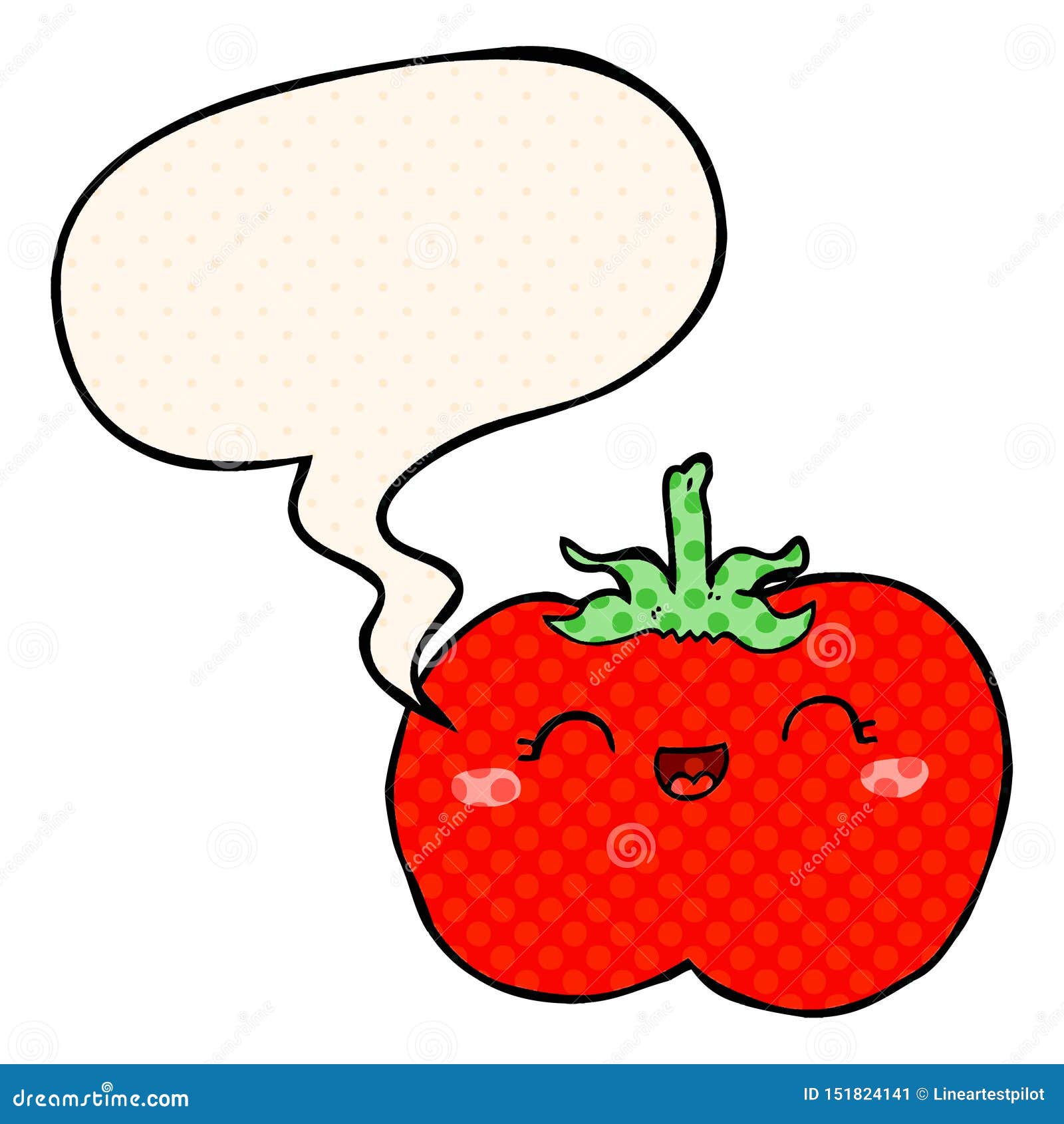 A Creative Cartoon Tomato and Speech Bubble in Comic Book Style Stock ...