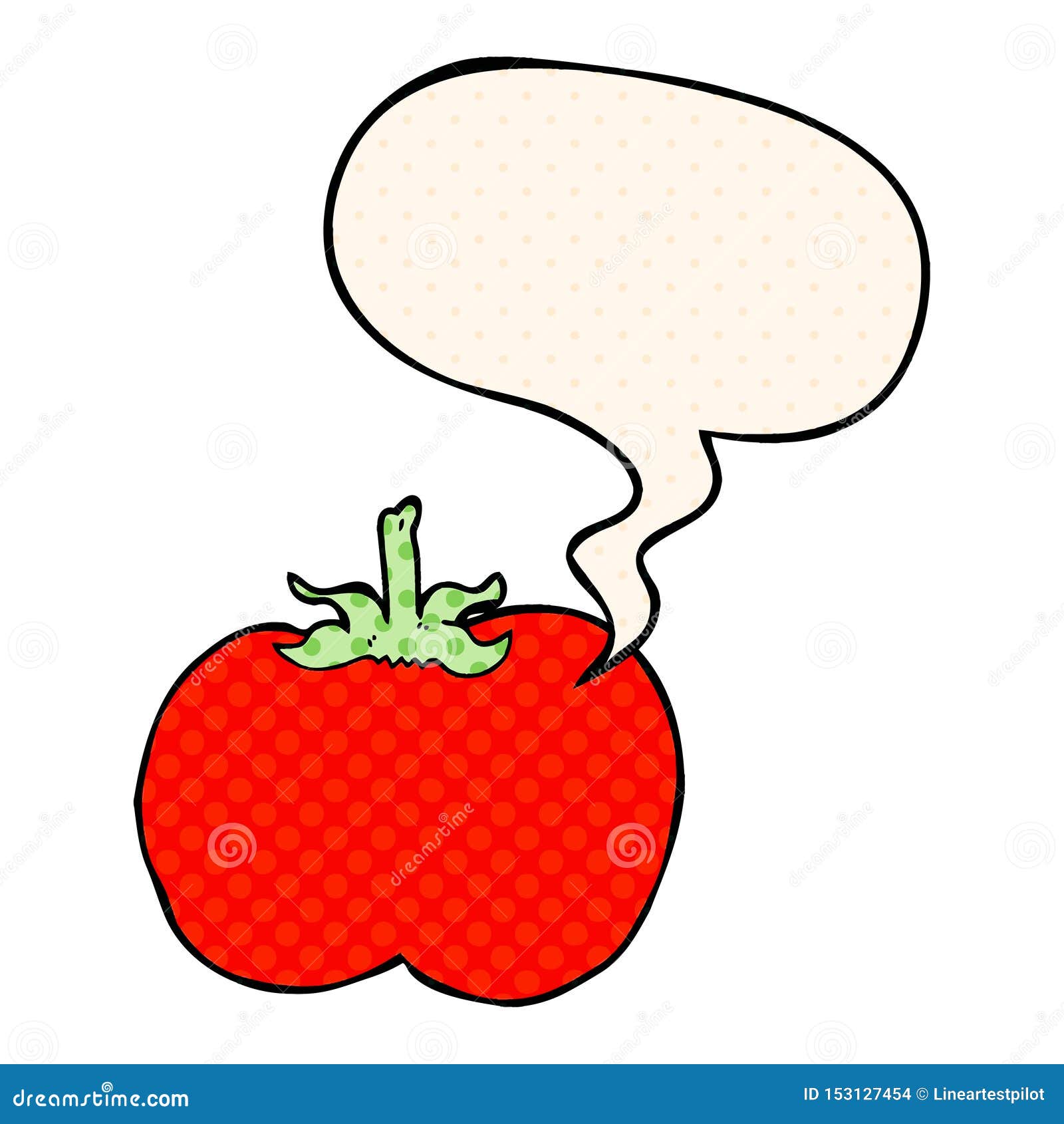A Creative Cartoon Tomato and Speech Bubble in Comic Book Style Stock ...