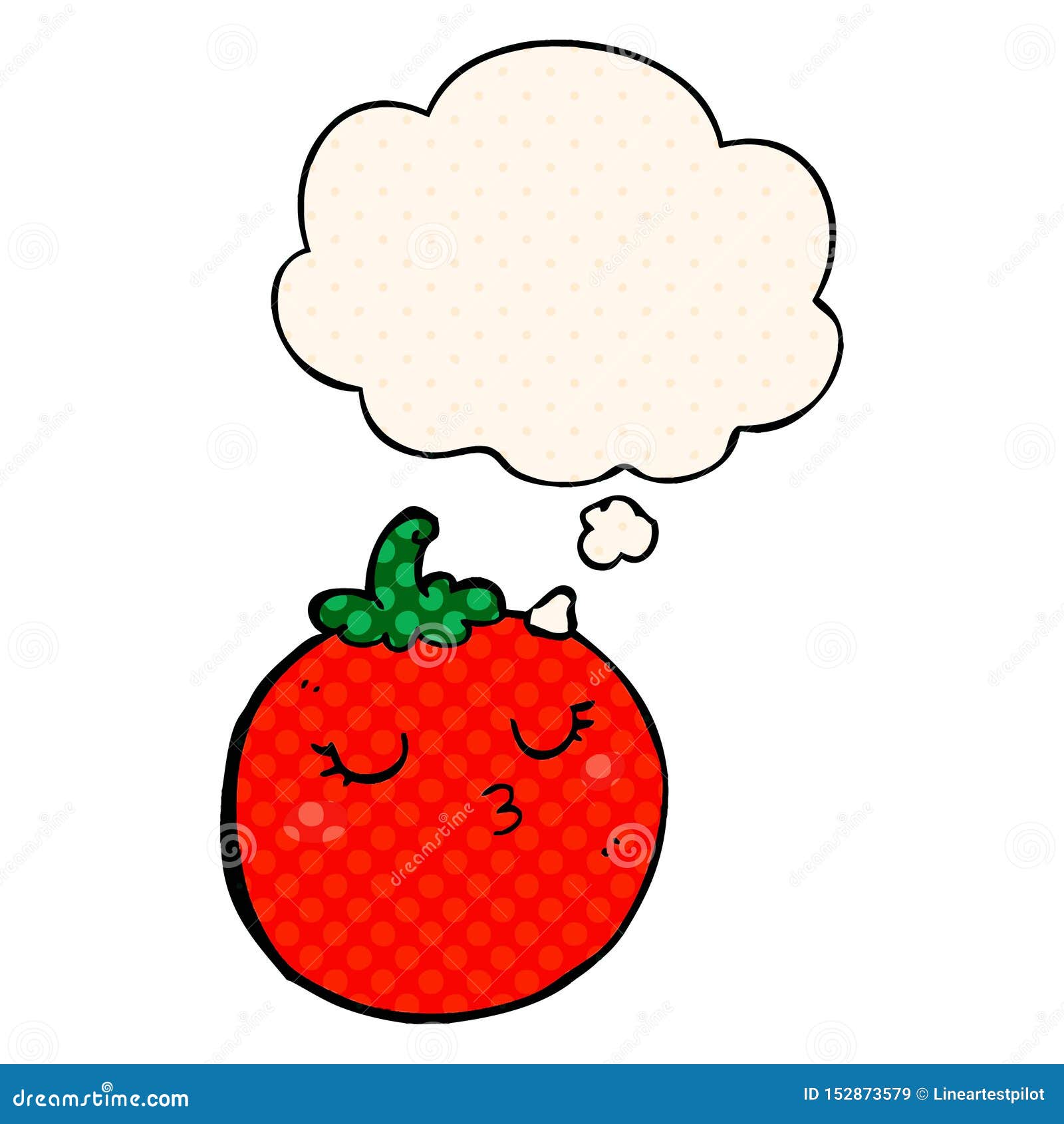 A Creative Cartoon Tomato and Thought Bubble in Comic Book Style Stock ...