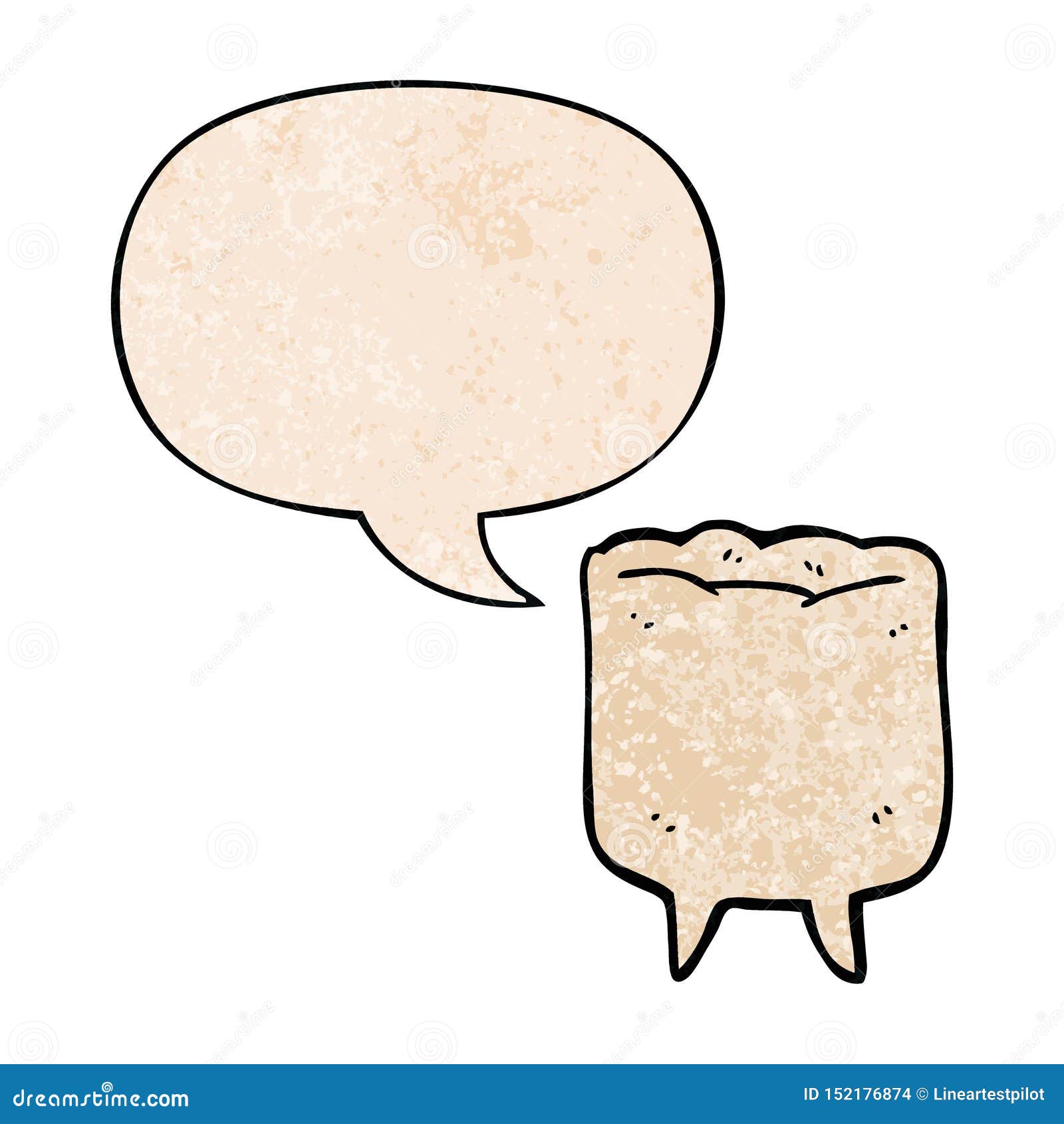 A Creative Cartoon Tooth and Speech Bubble in Retro Texture Style Stock ...