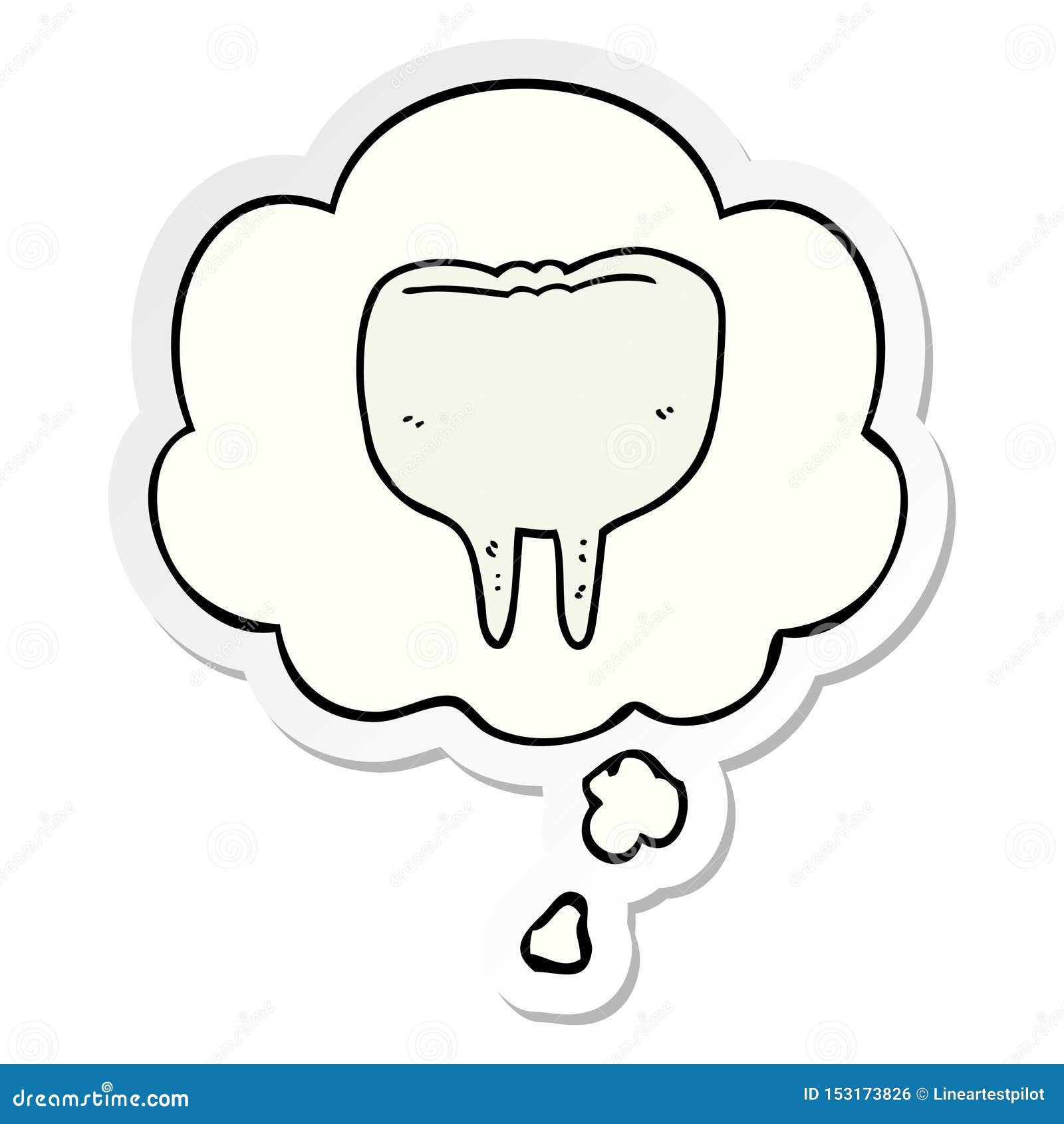 A Creative Cartoon Tooth and Thought Bubble As a Printed Sticker Stock ...