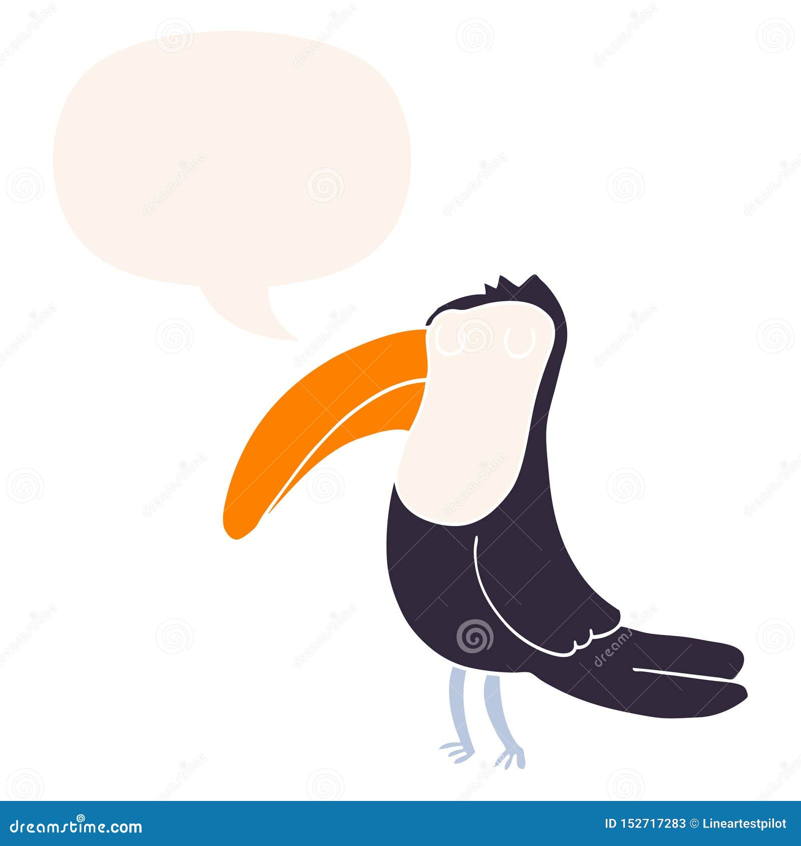 A Creative Cartoon Toucan and Speech Bubble in Retro Style Stock Vector ...