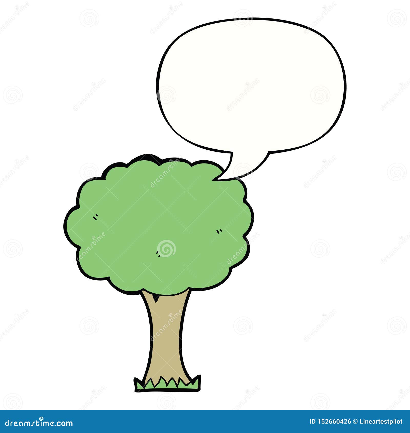 A Creative Cartoon Tree and Speech Bubble Stock Vector - Illustration ...