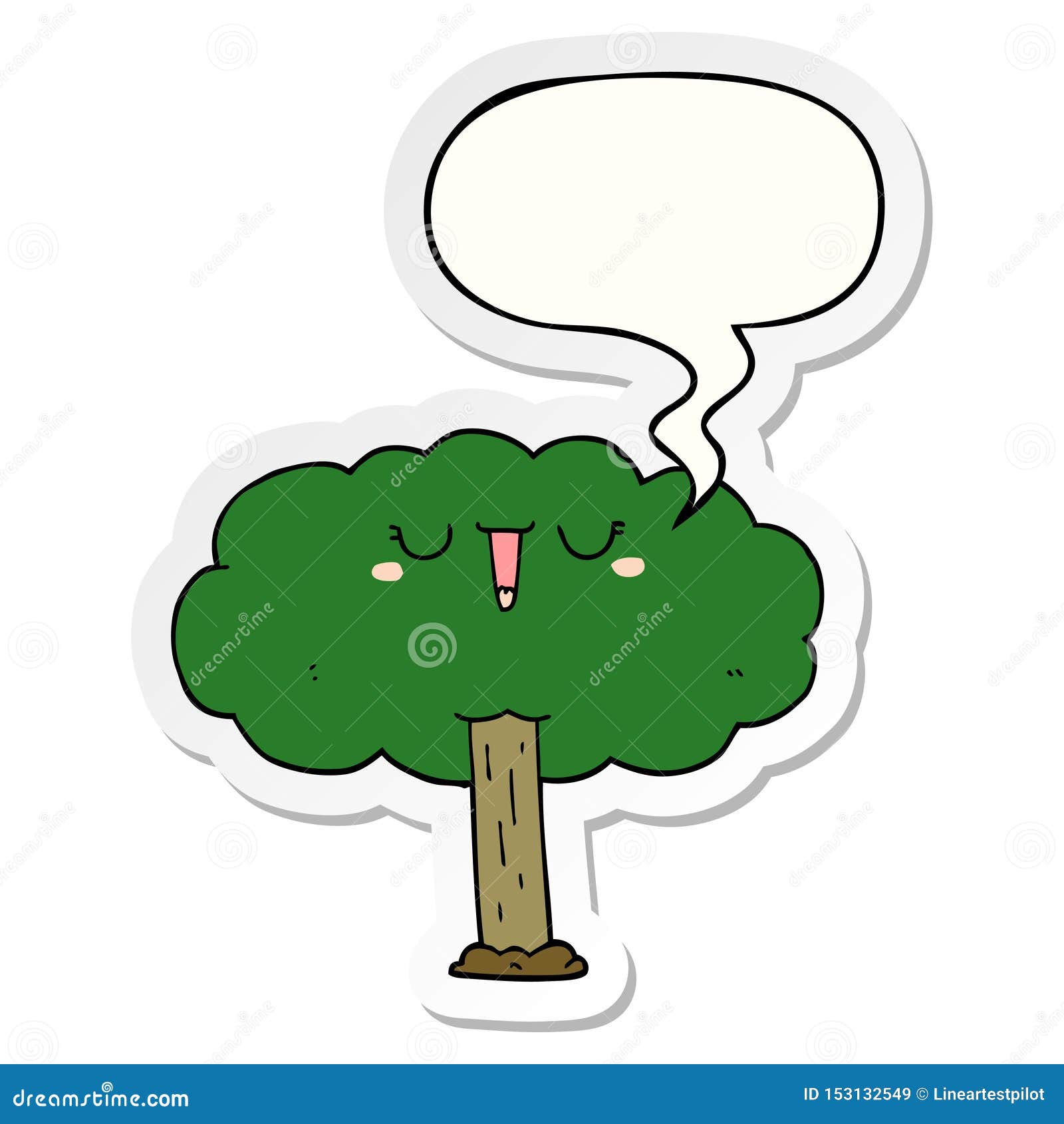 A Creative Cartoon Tree and Speech Bubble Sticker Stock Vector ...