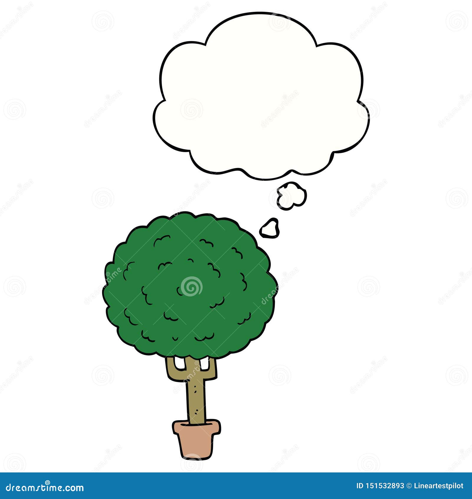 A Creative Cartoon Tree and Thought Bubble Stock Vector - Illustration ...