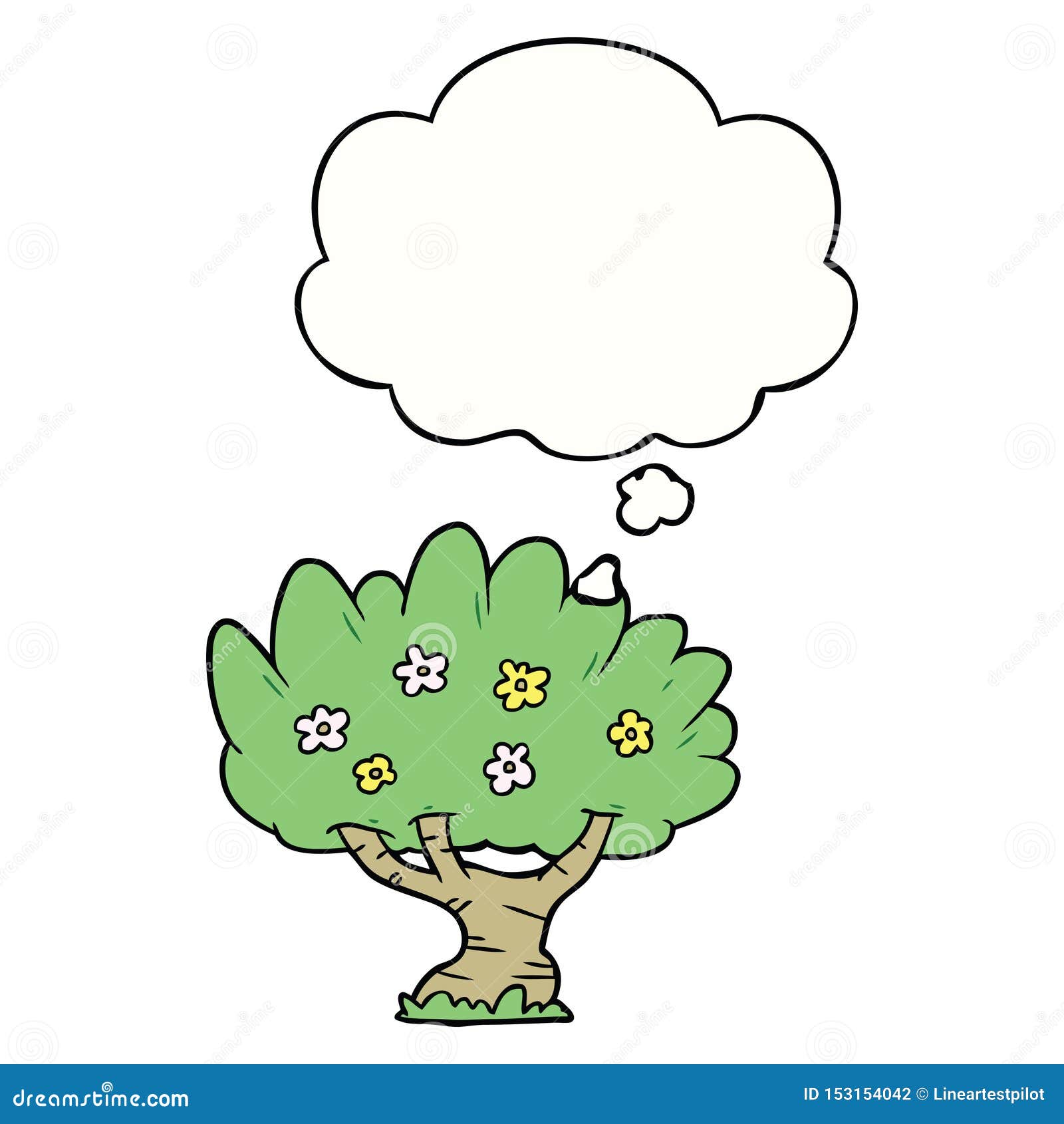A Creative Cartoon Tree and Thought Bubble Stock Vector - Illustration ...