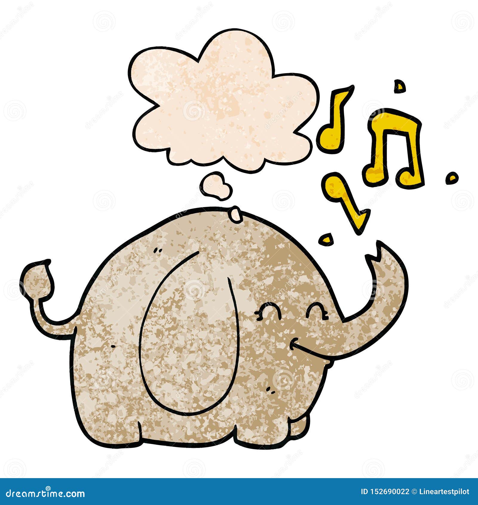 A Creative Cartoon Trumpeting Elephant and Thought Bubble in Grunge ...