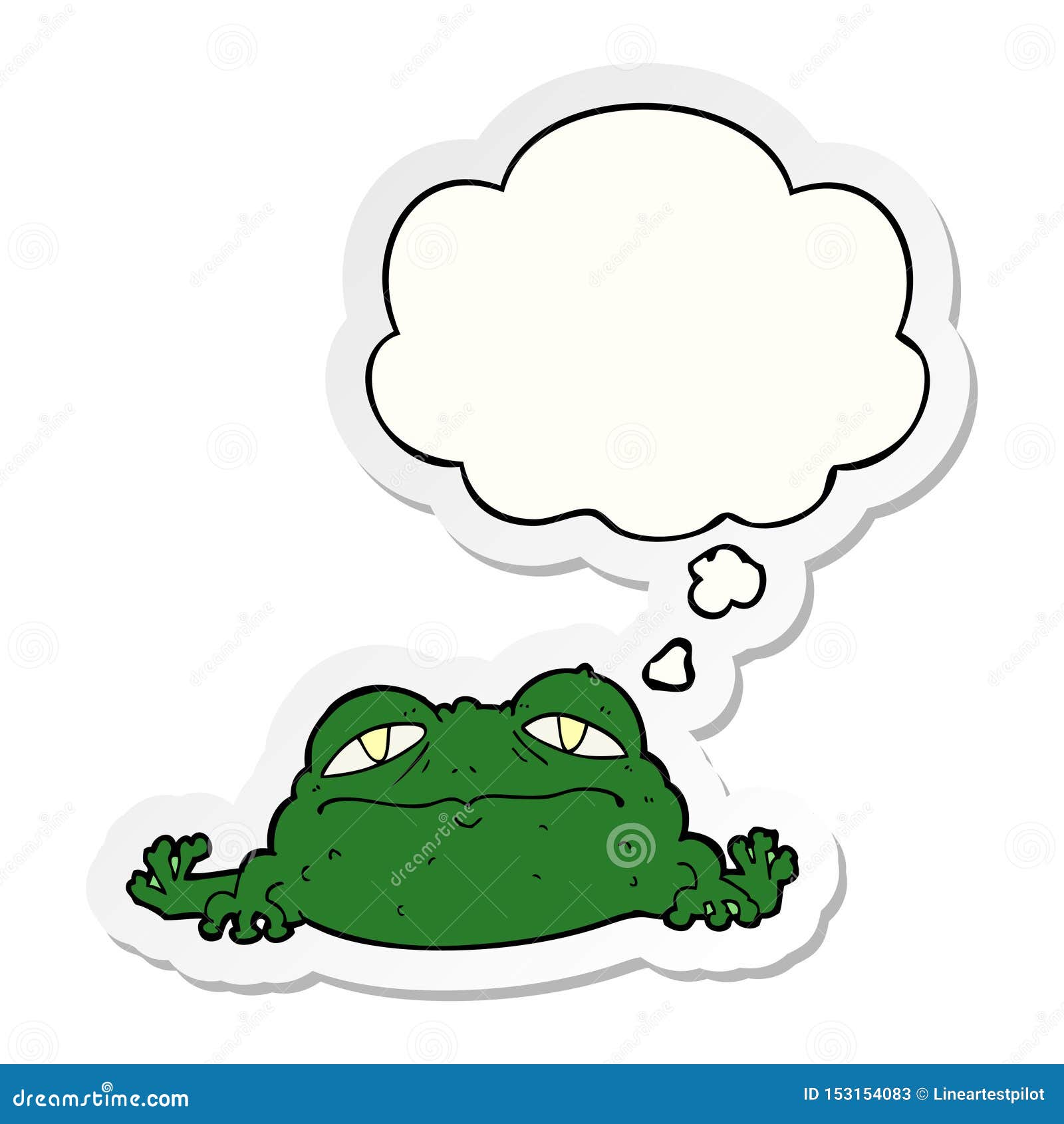 A Creative Cartoon Ugly Frog and Thought Bubble As a Printed Sticker ...