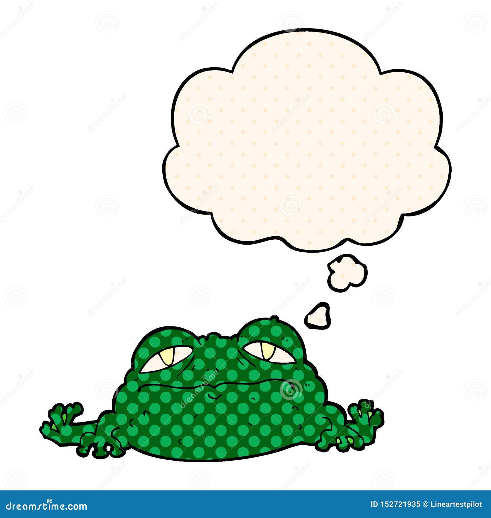 A Creative Cartoon Ugly Frog and Thought Bubble in Comic Book Style ...