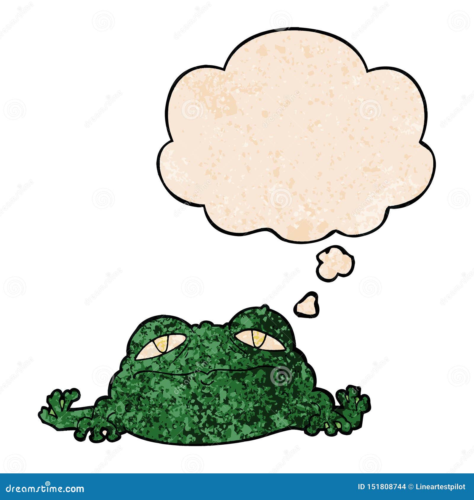 A Creative Cartoon Ugly Frog and Thought Bubble in Grunge Texture ...