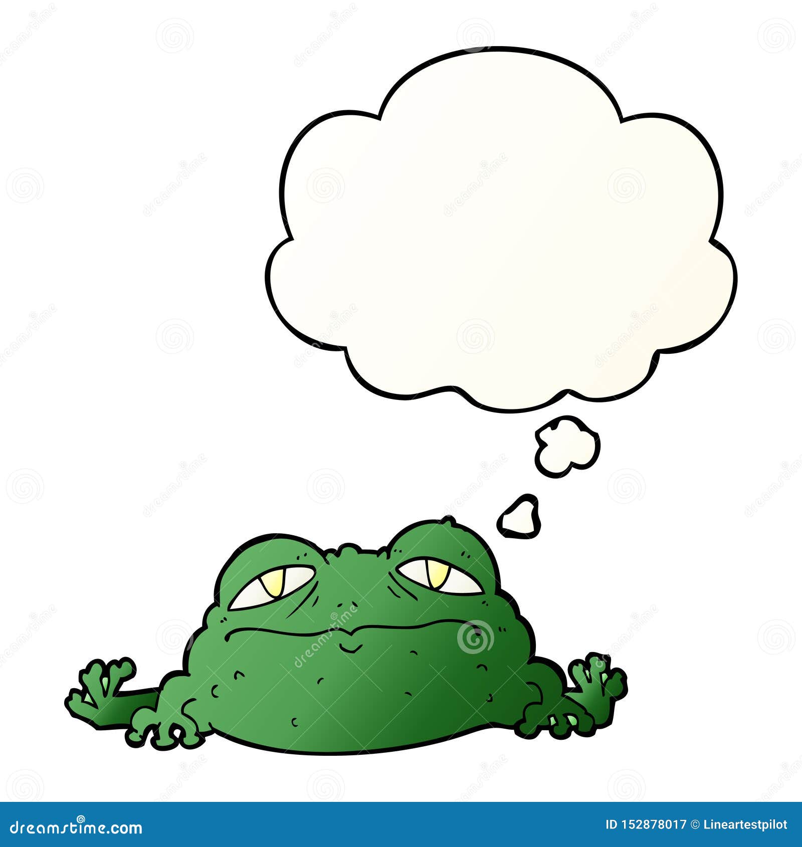 A Creative Cartoon Ugly Frog and Thought Bubble in Smooth Gradient ...