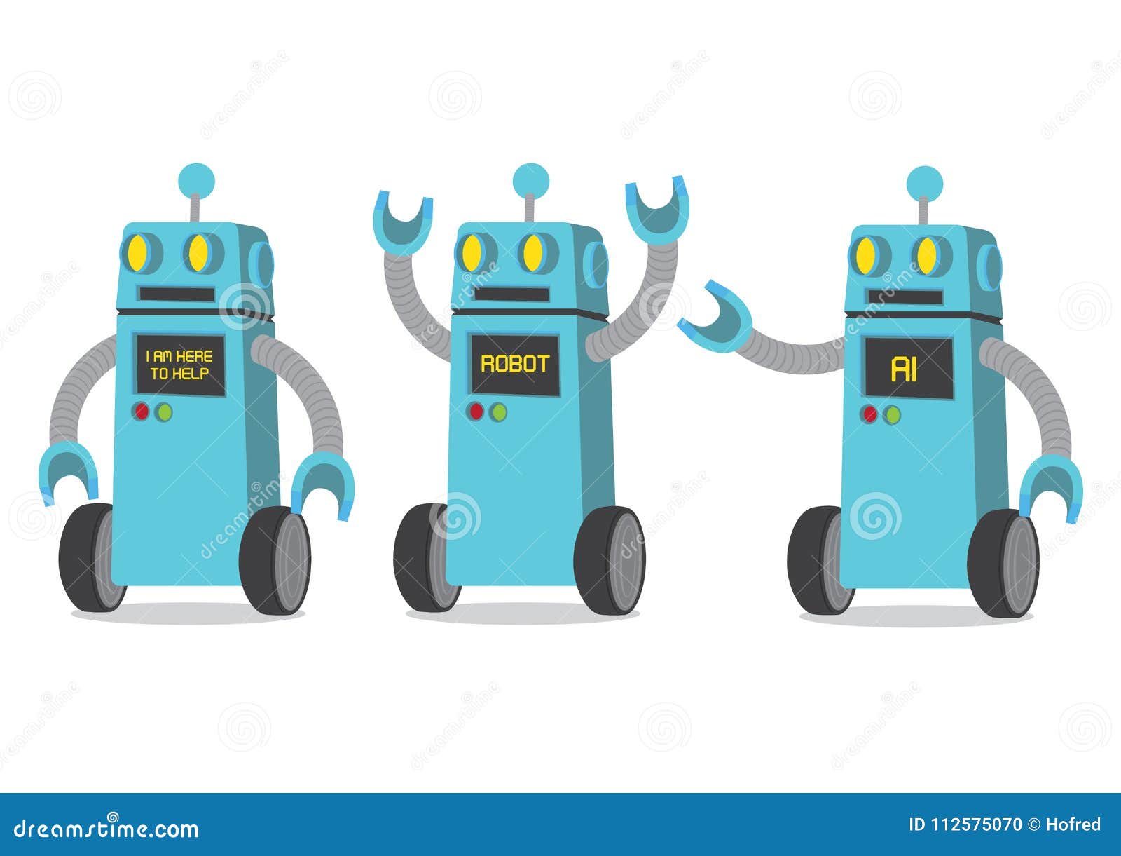 Creative Cartoon Vector Illustration of Robot on White Background ...
