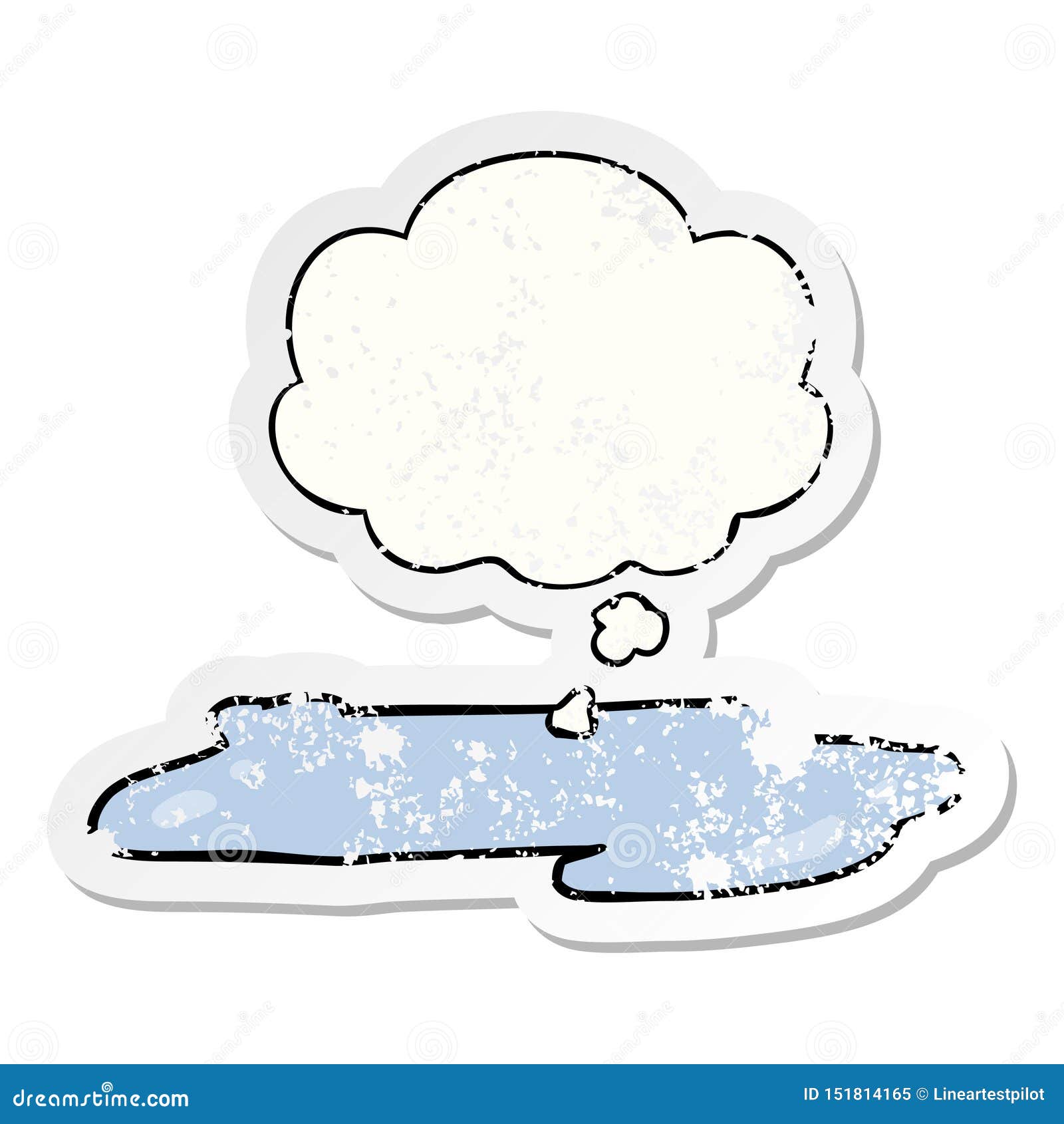 A Creative Cartoon Water Puddle and Thought Bubble As a Distressed Worn ...