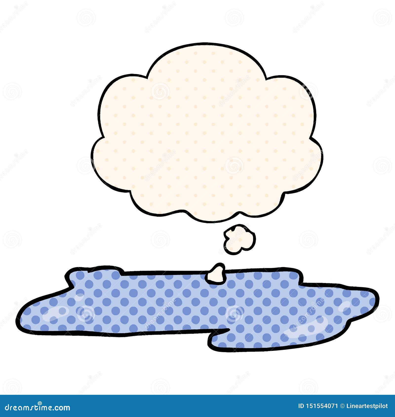 A Creative Cartoon Water Puddle and Thought Bubble in Comic Book Style ...