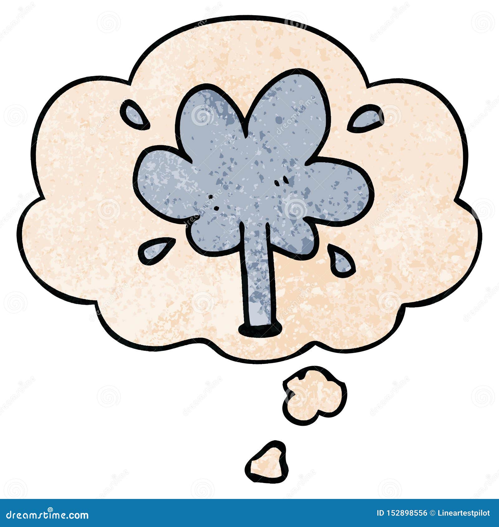 A Creative Cartoon Water Squirt and Thought Bubble in Grunge Texture ...