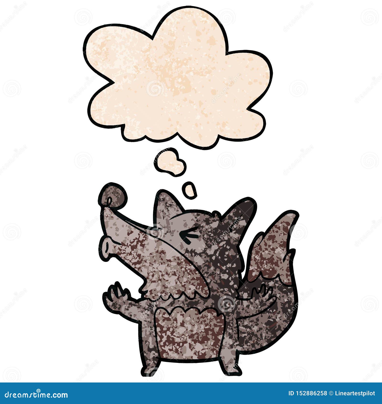 A Creative Cartoon Werewolf Howling and Thought Bubble in Grunge ...