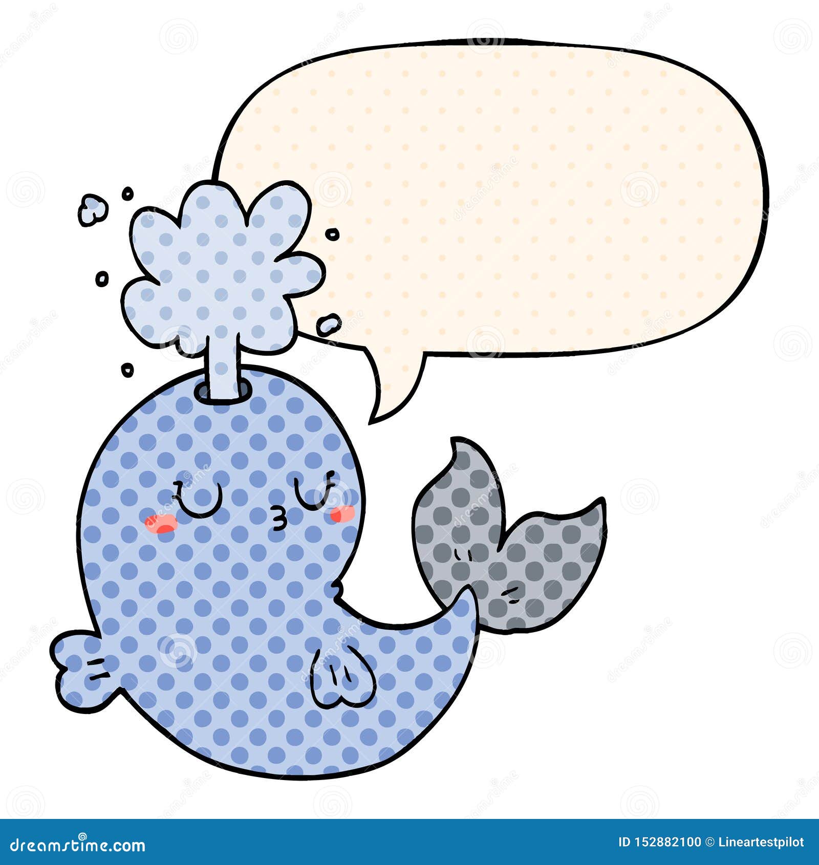 A Creative Cartoon Whale Spouting Water and Speech Bubble in Comic Book ...