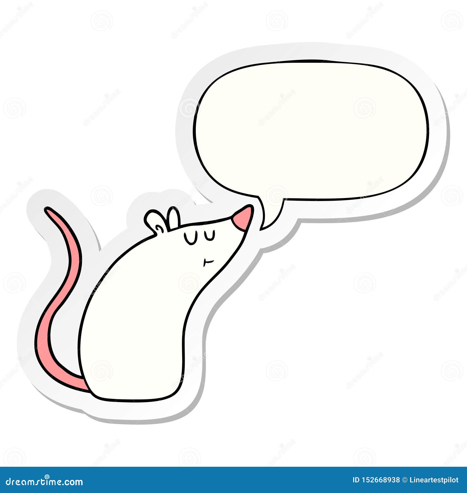 A Creative Cartoon White Mouse and Speech Bubble Sticker Stock Vector ...