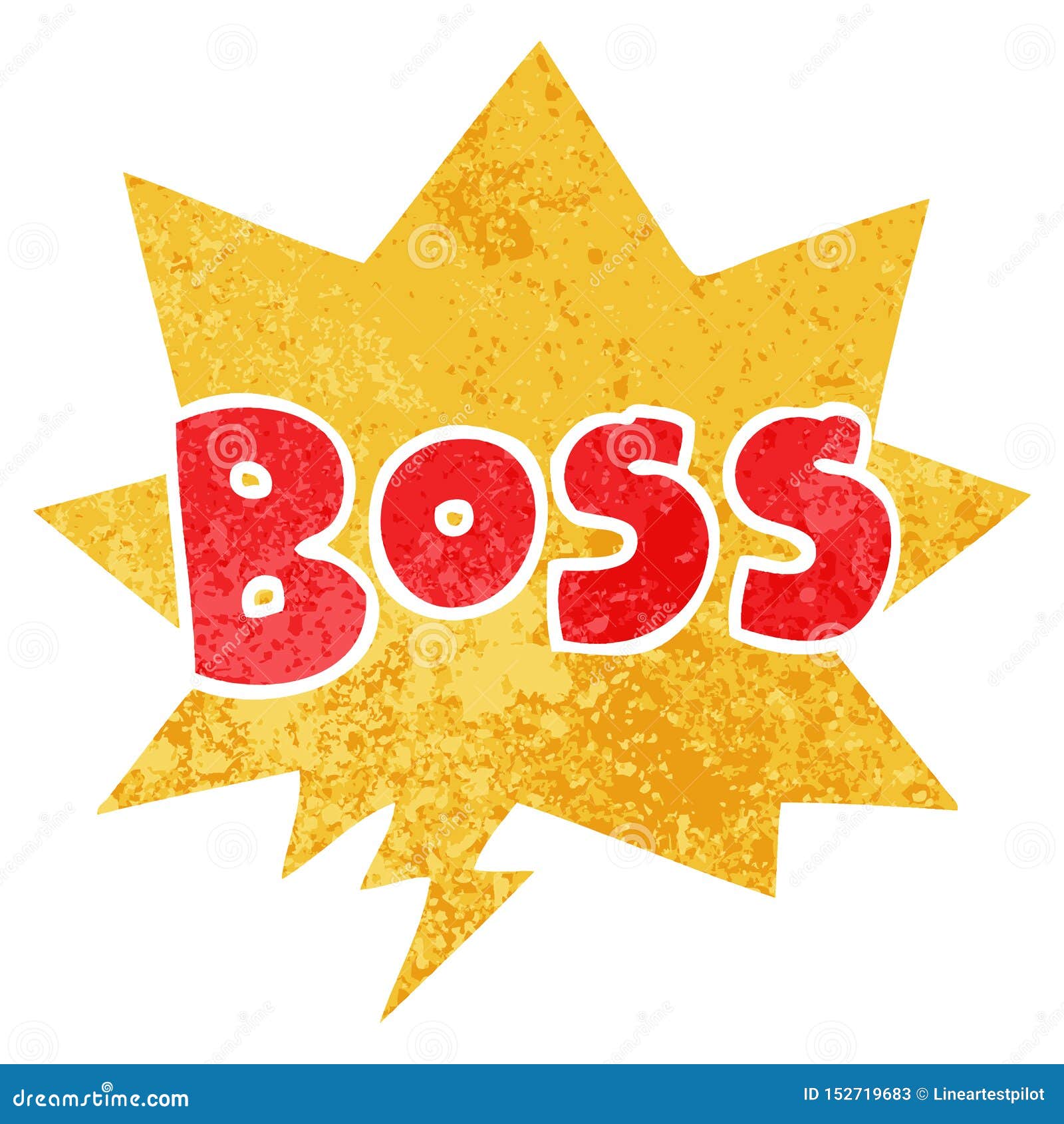 A Creative Cartoon Word Boss and Speech Bubble in Retro Textured Style ...