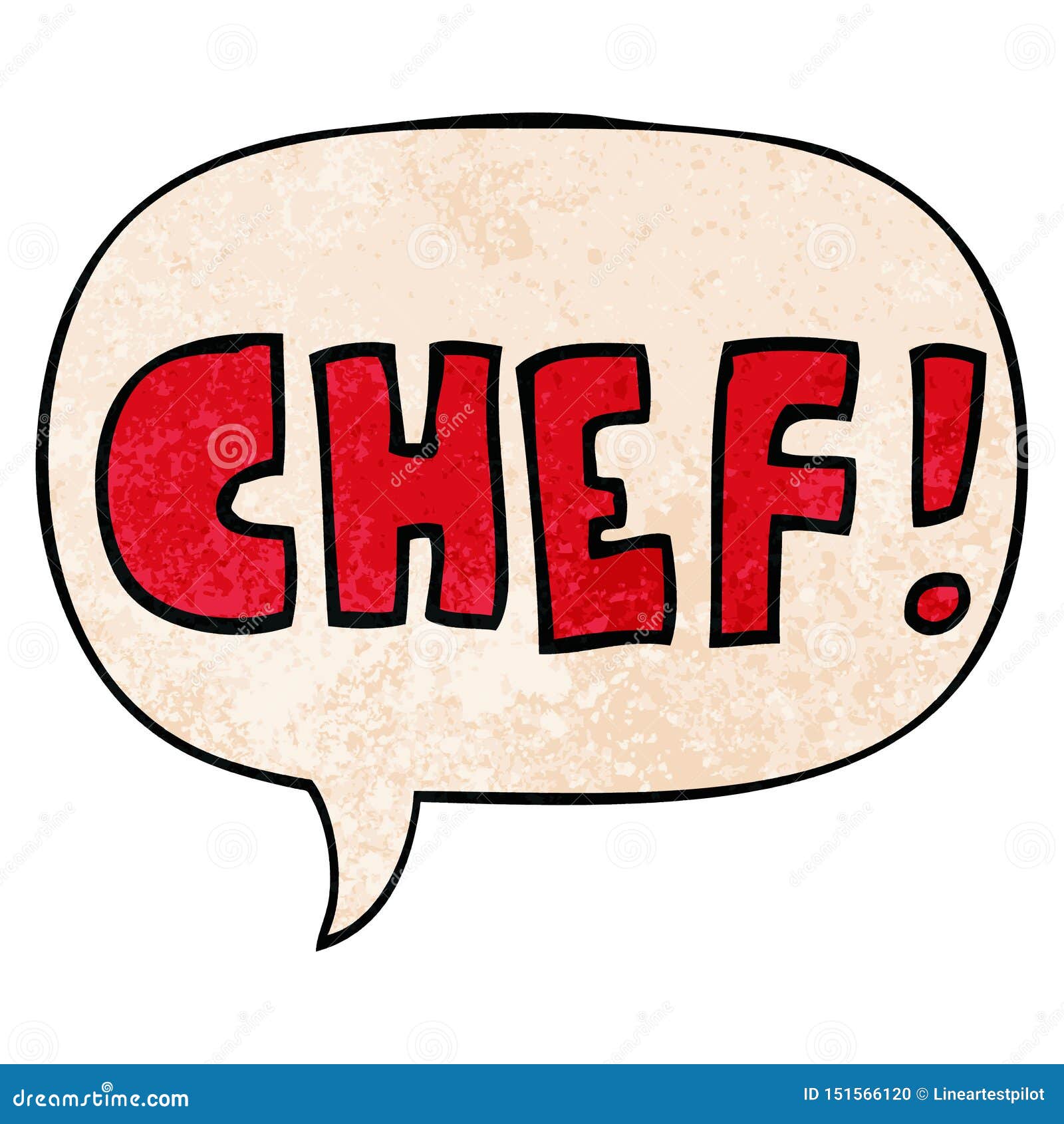 A Creative Cartoon Word Chef and Speech Bubble in Retro Texture Style ...