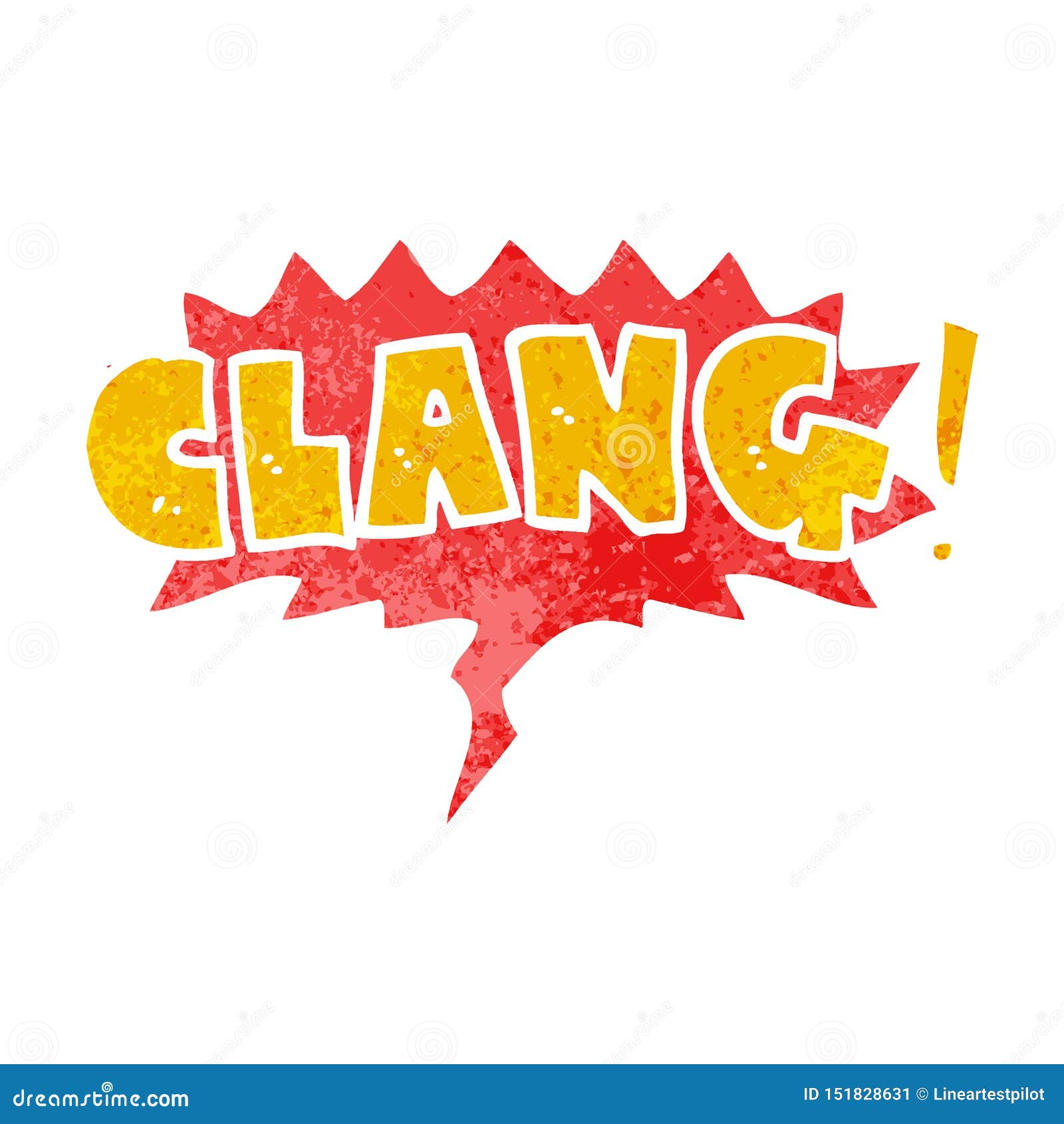 A Creative Cartoon Word Clang and Speech Bubble in Retro Textured Style ...
