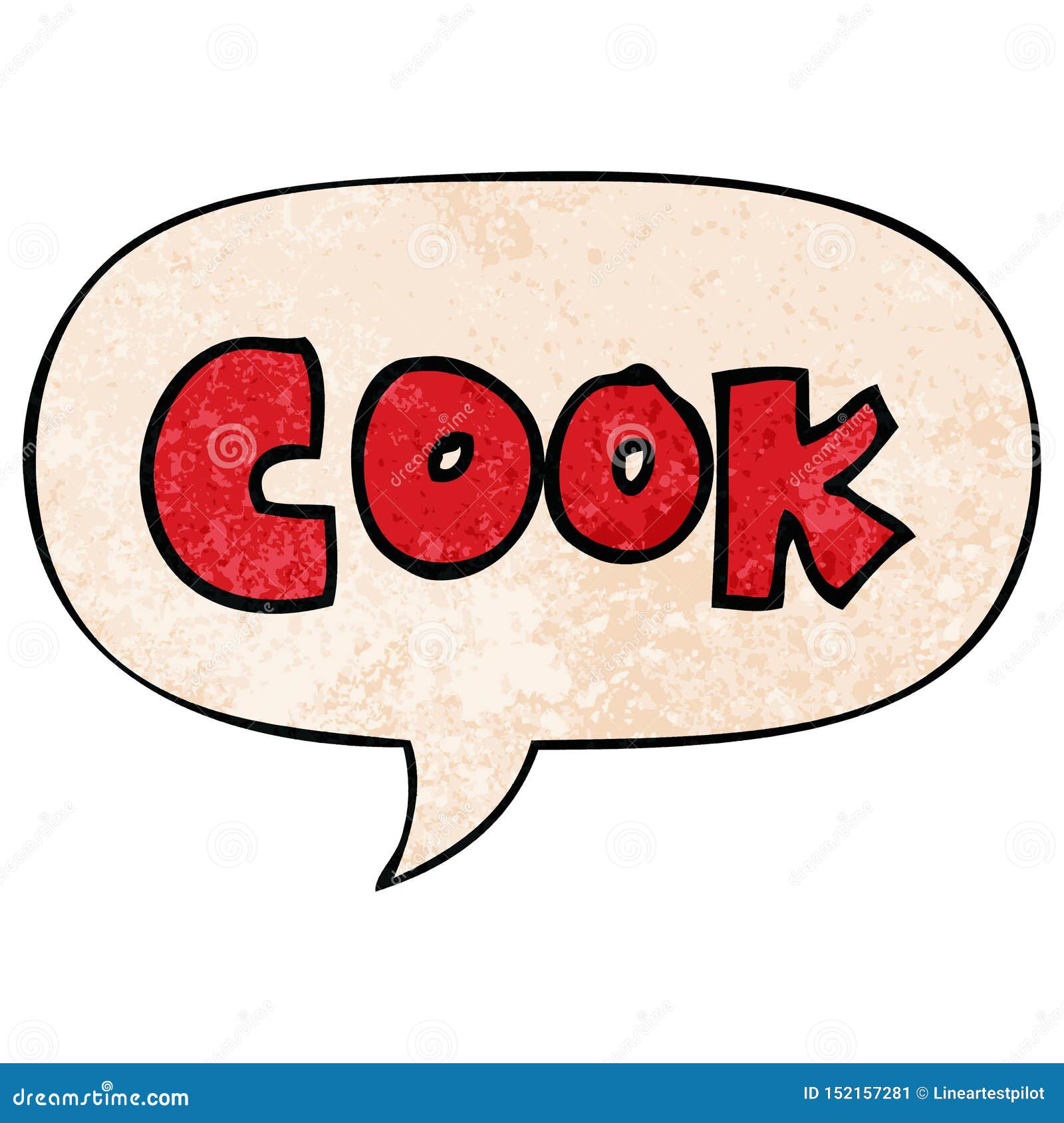 A Creative Cartoon Word Cook and Speech Bubble in Retro Texture Style ...