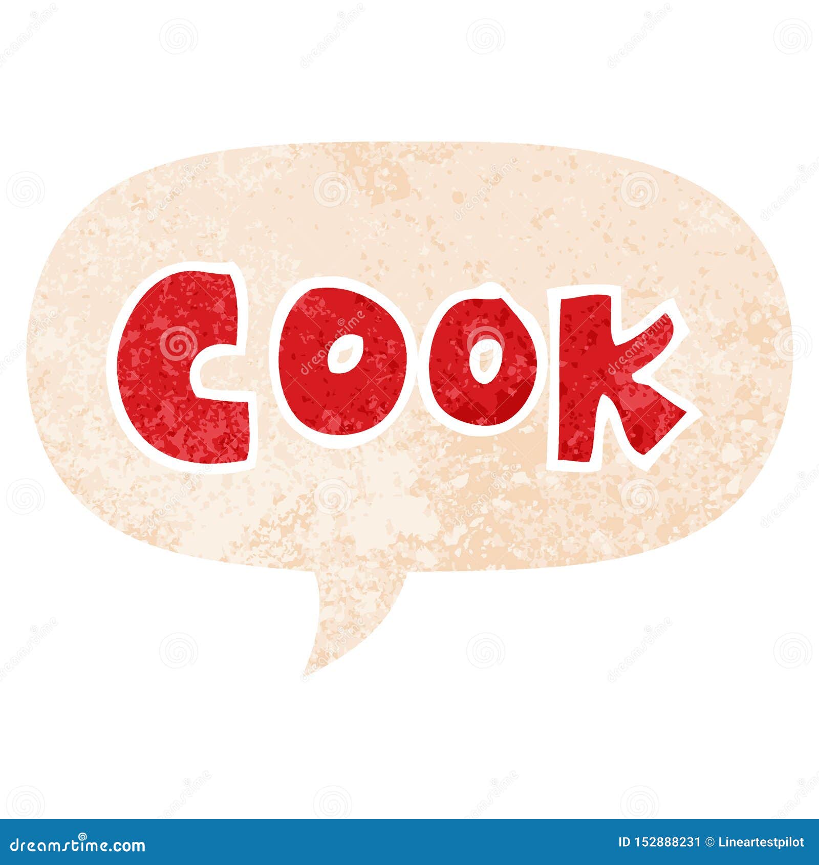 A Creative Cartoon Word Cook and Speech Bubble in Retro Textured Style ...