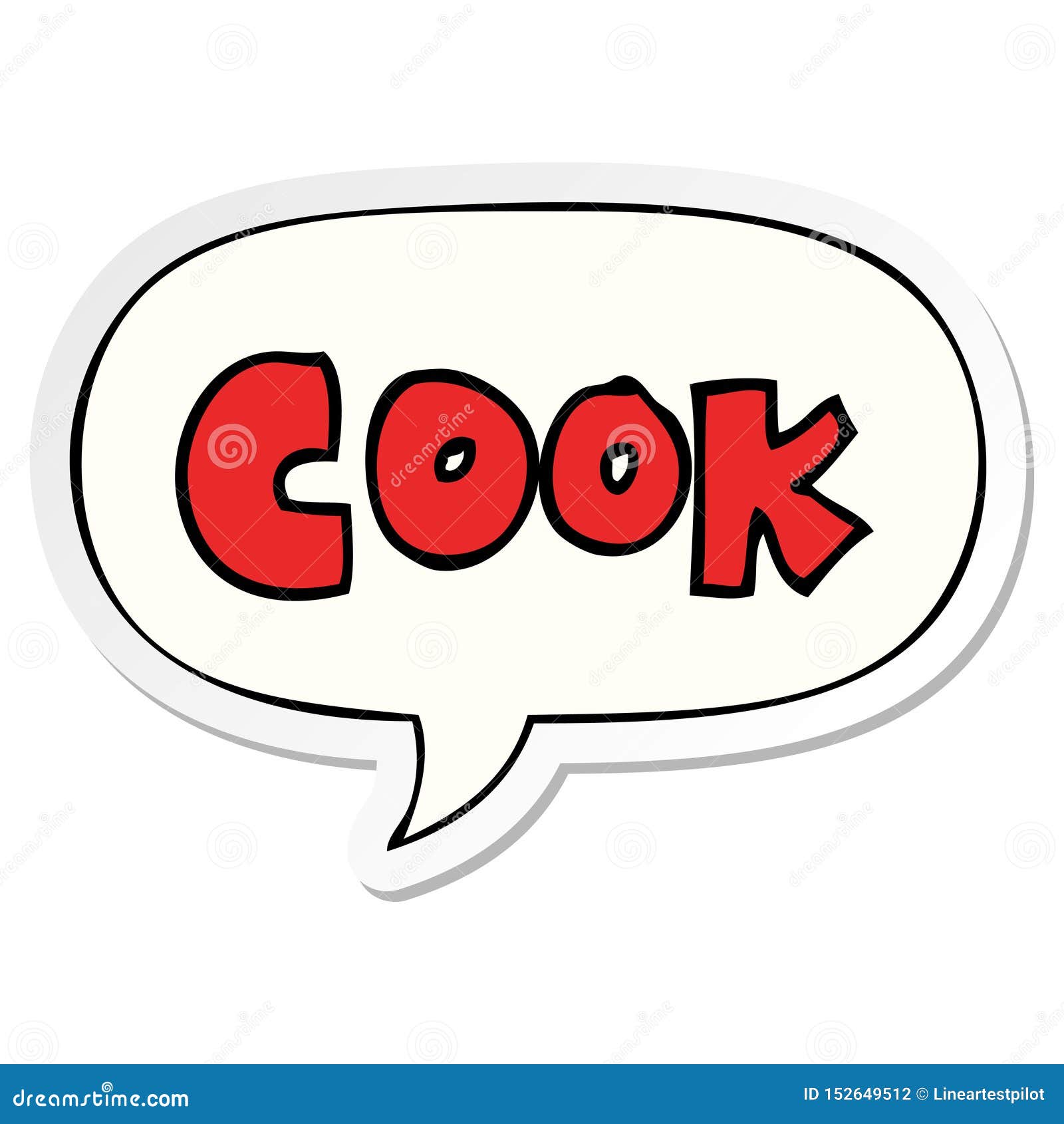 A Creative Cartoon Word Cook and Speech Bubble Sticker Stock Vector ...