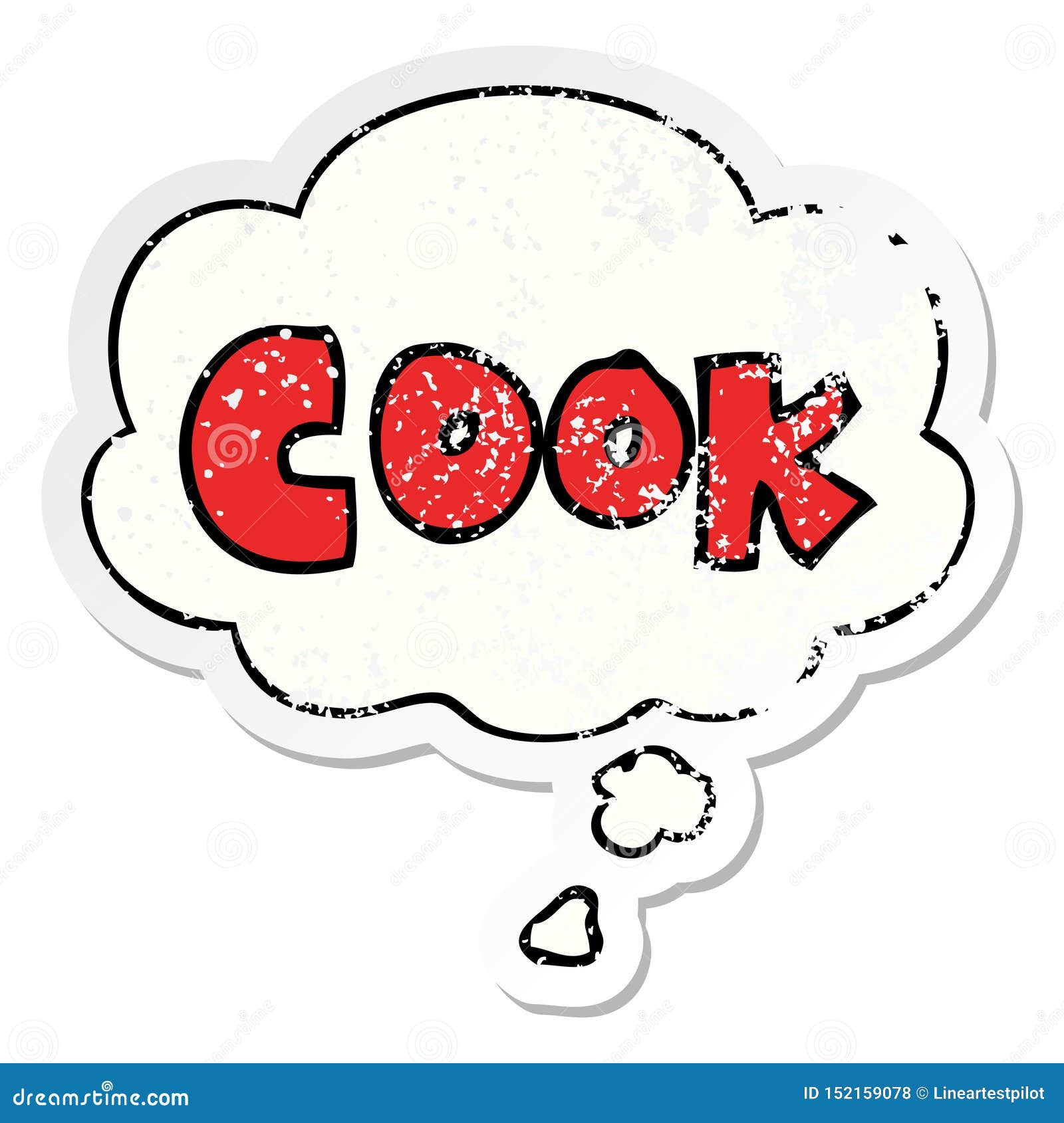 A Creative Cartoon Word Cook and Thought Bubble As a Distressed Worn ...