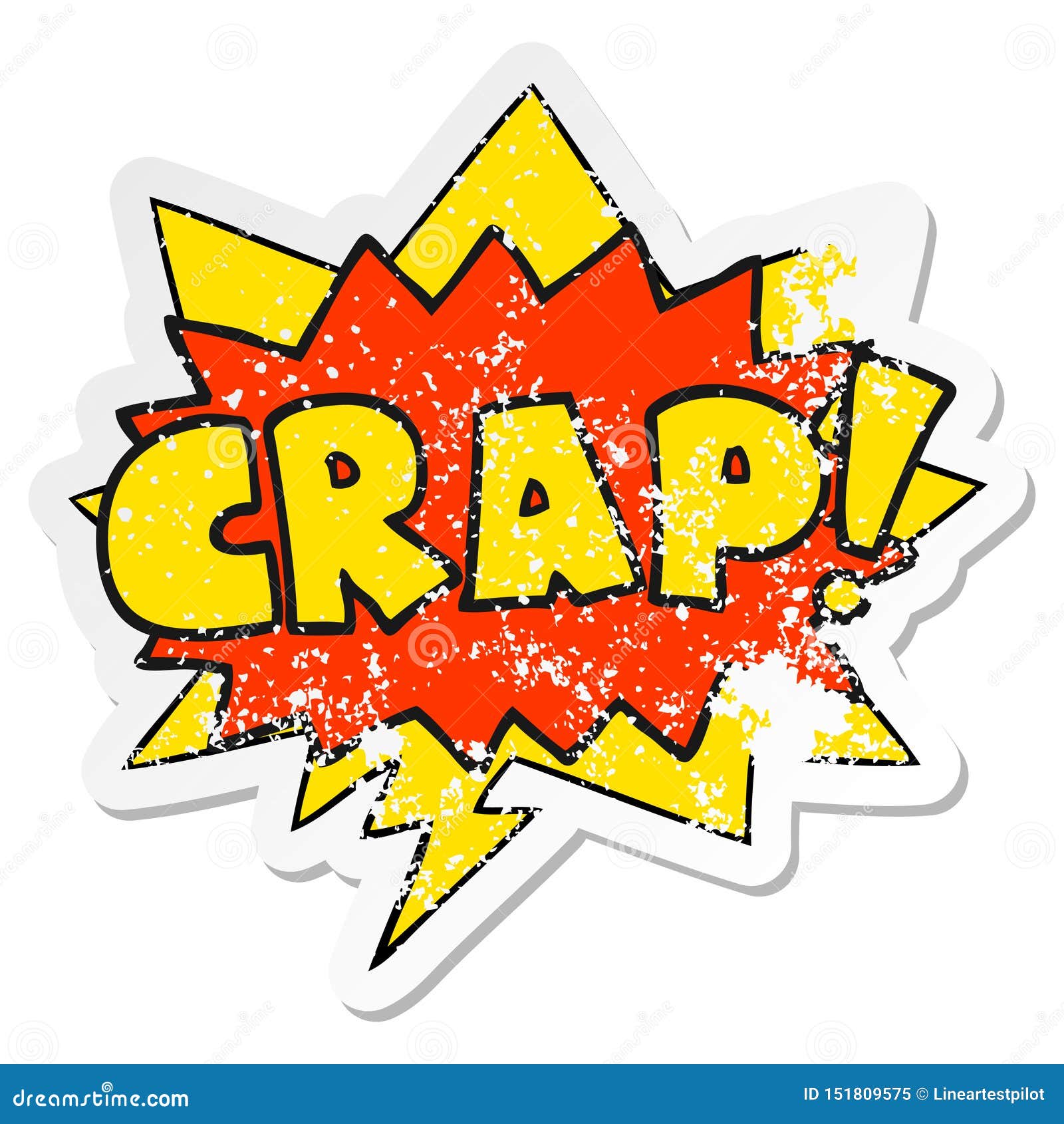 A Creative Cartoon Word Crap! and Speech Bubble Distressed Sticker ...