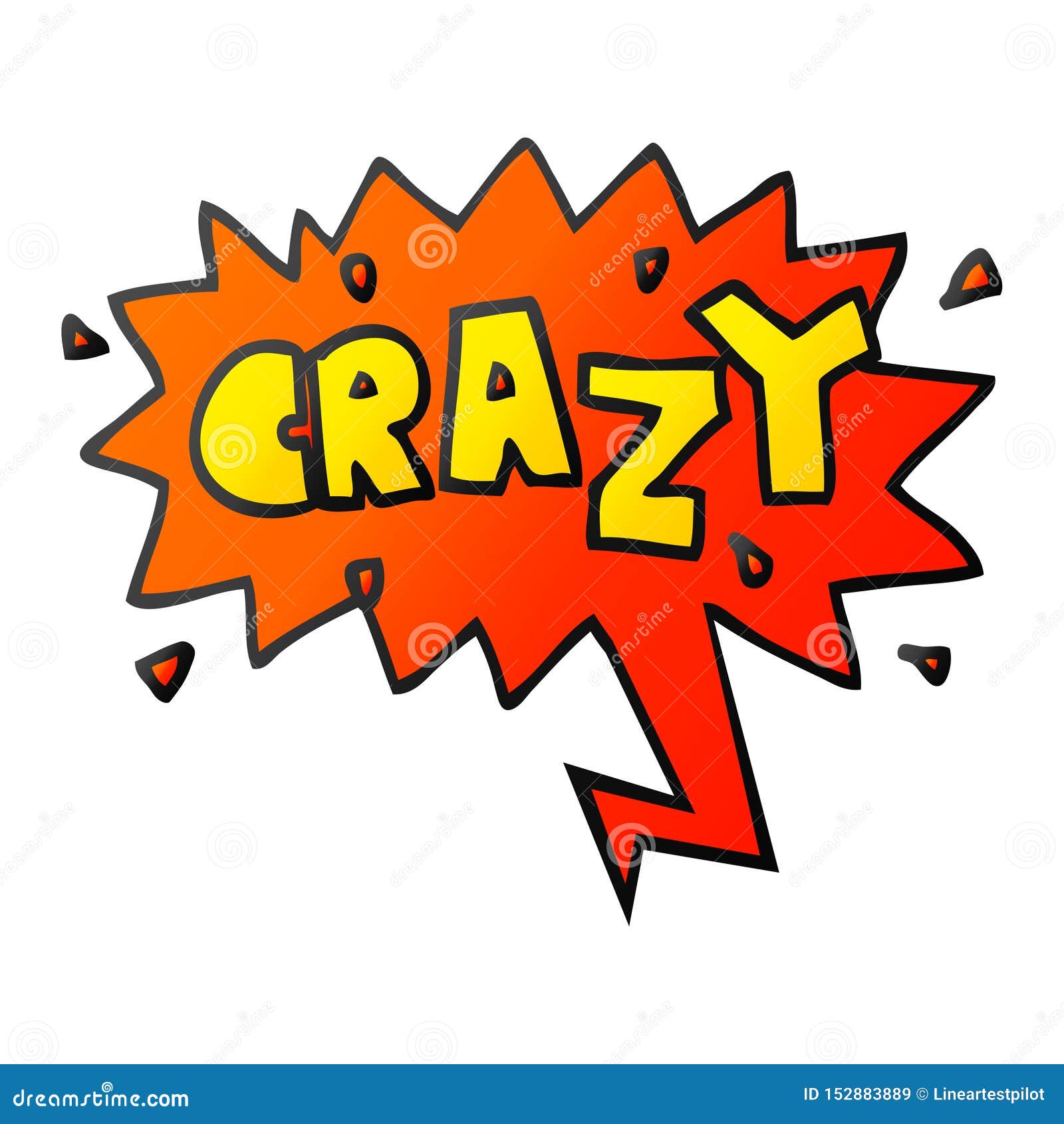 A Creative Cartoon Word Crazy and Speech Bubble in Smooth Gradient ...