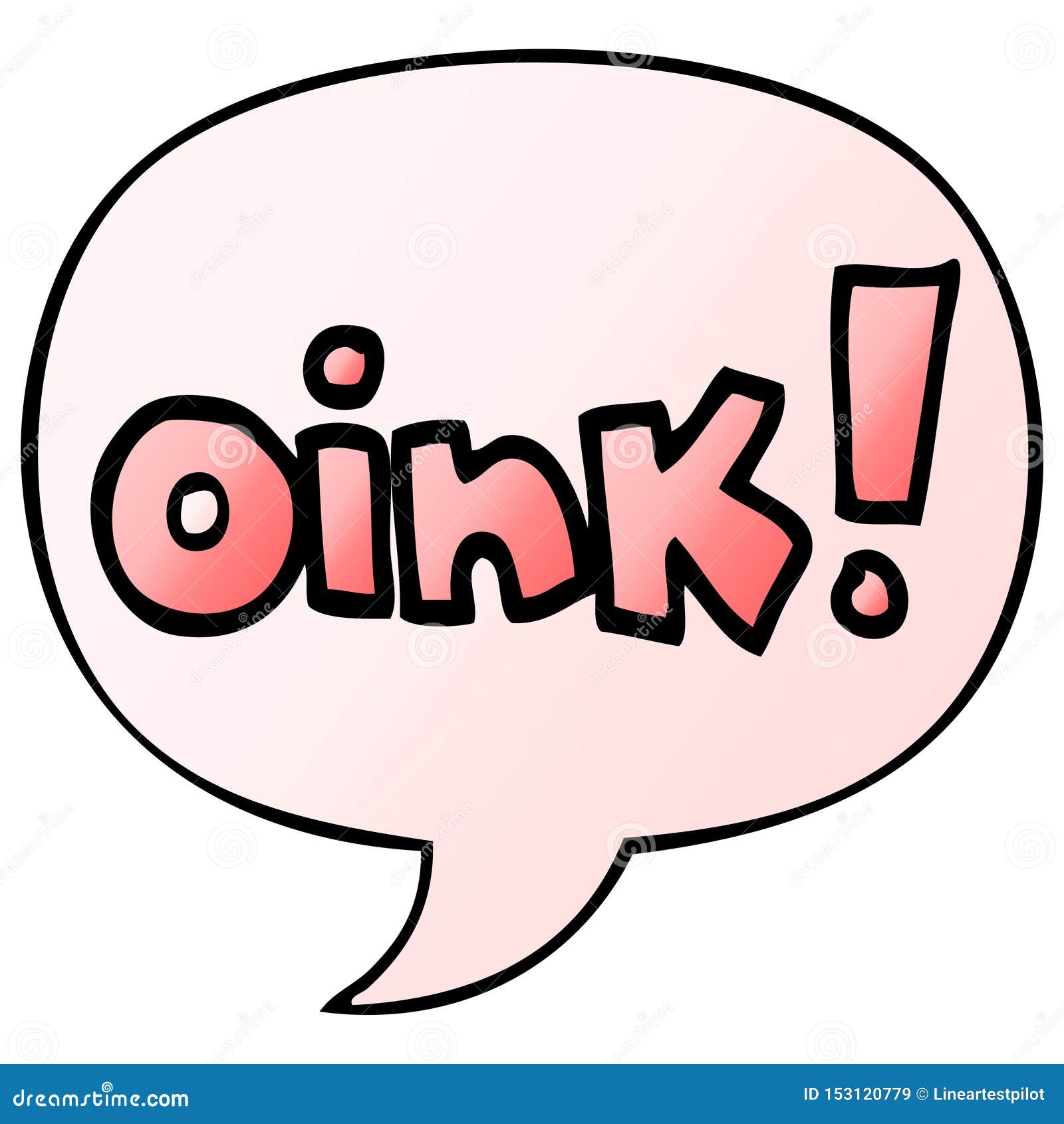 A Creative Cartoon Word Oink and Speech Bubble in Smooth Gradient Style ...
