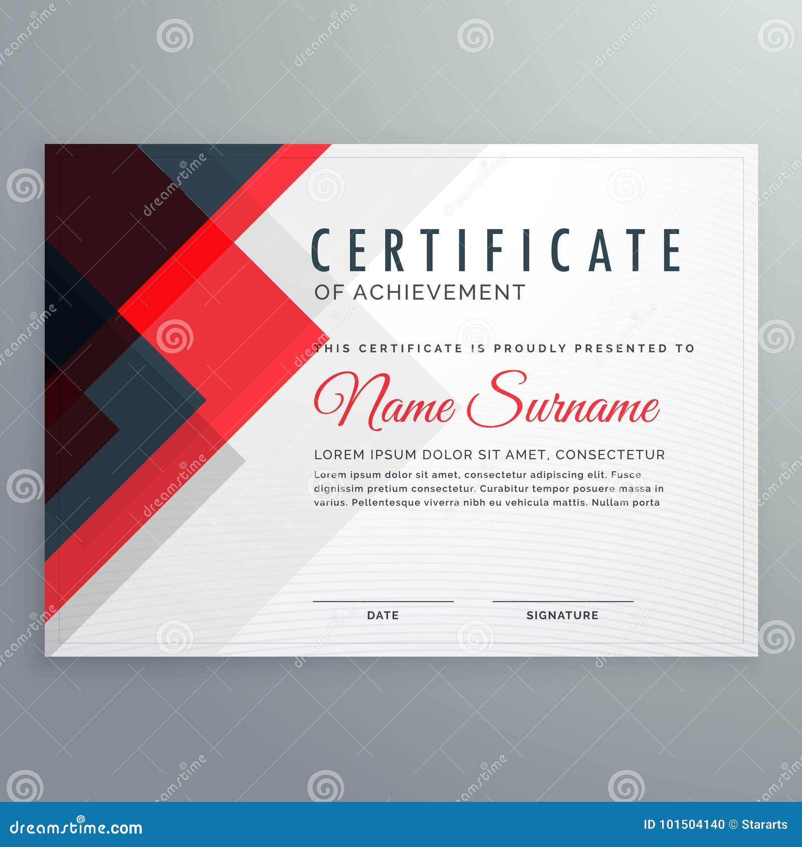 Creative Certificate of Achievement Award Template with Red and Stock ...