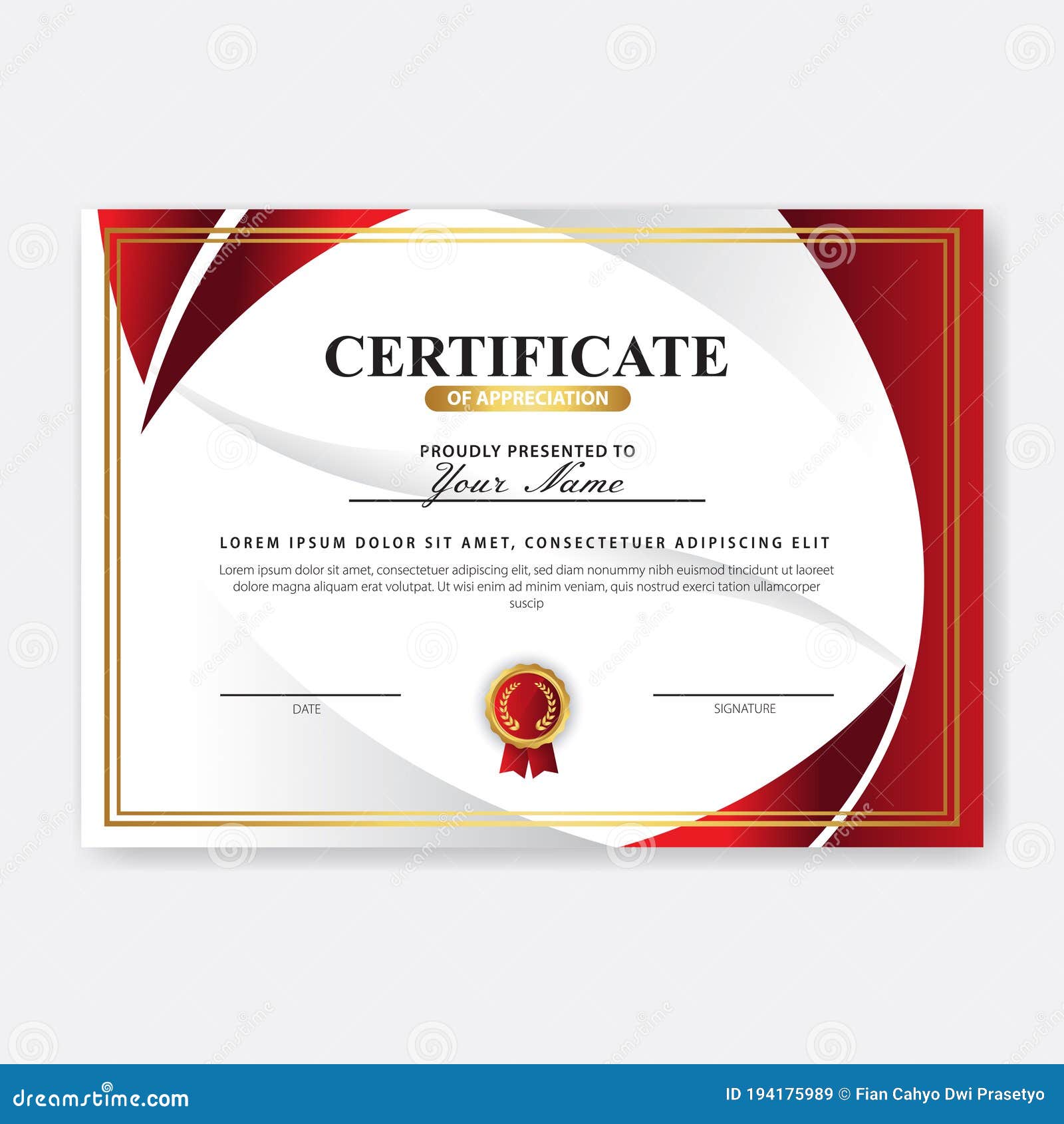 Creative Certificate of Appreciation Award Template Stock Vector ...