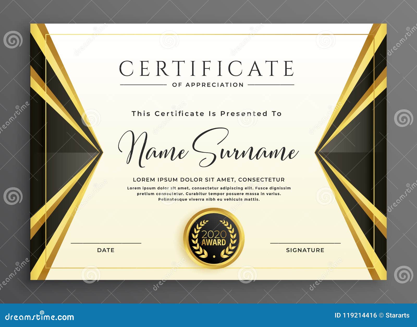 Creative Certificate Template with Luxury Golden Shapes Stock Vector ... Creative Certificate Template with Luxury Golden Shapes Stock Vector ...