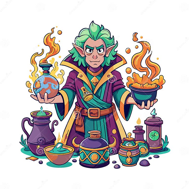 Creative Potion Master Character Design Stock Vector - Illustration of style, unique: 353449159