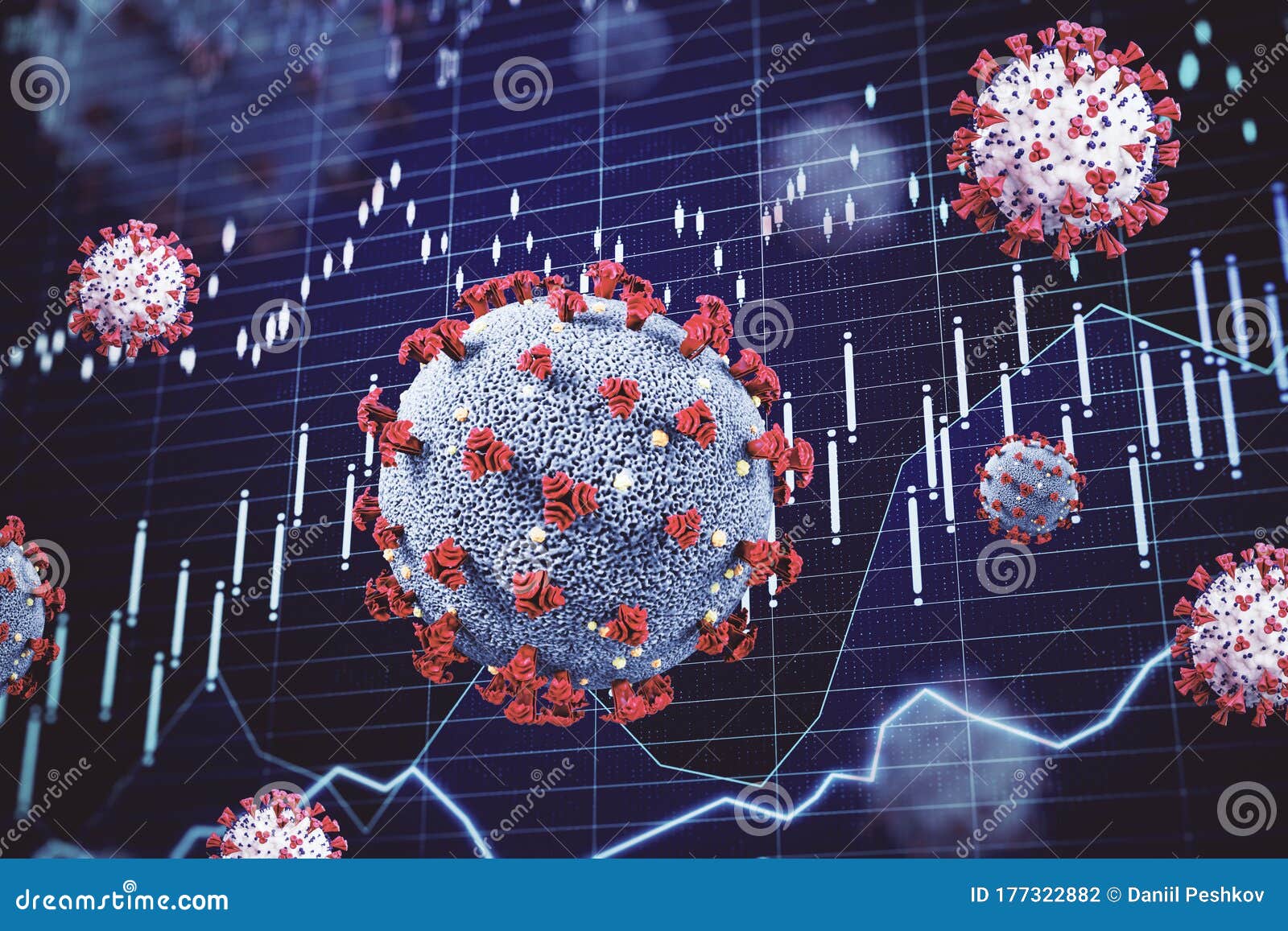 Creative Chart with Blue Virus Cells Stock Illustration - Illustration ...
