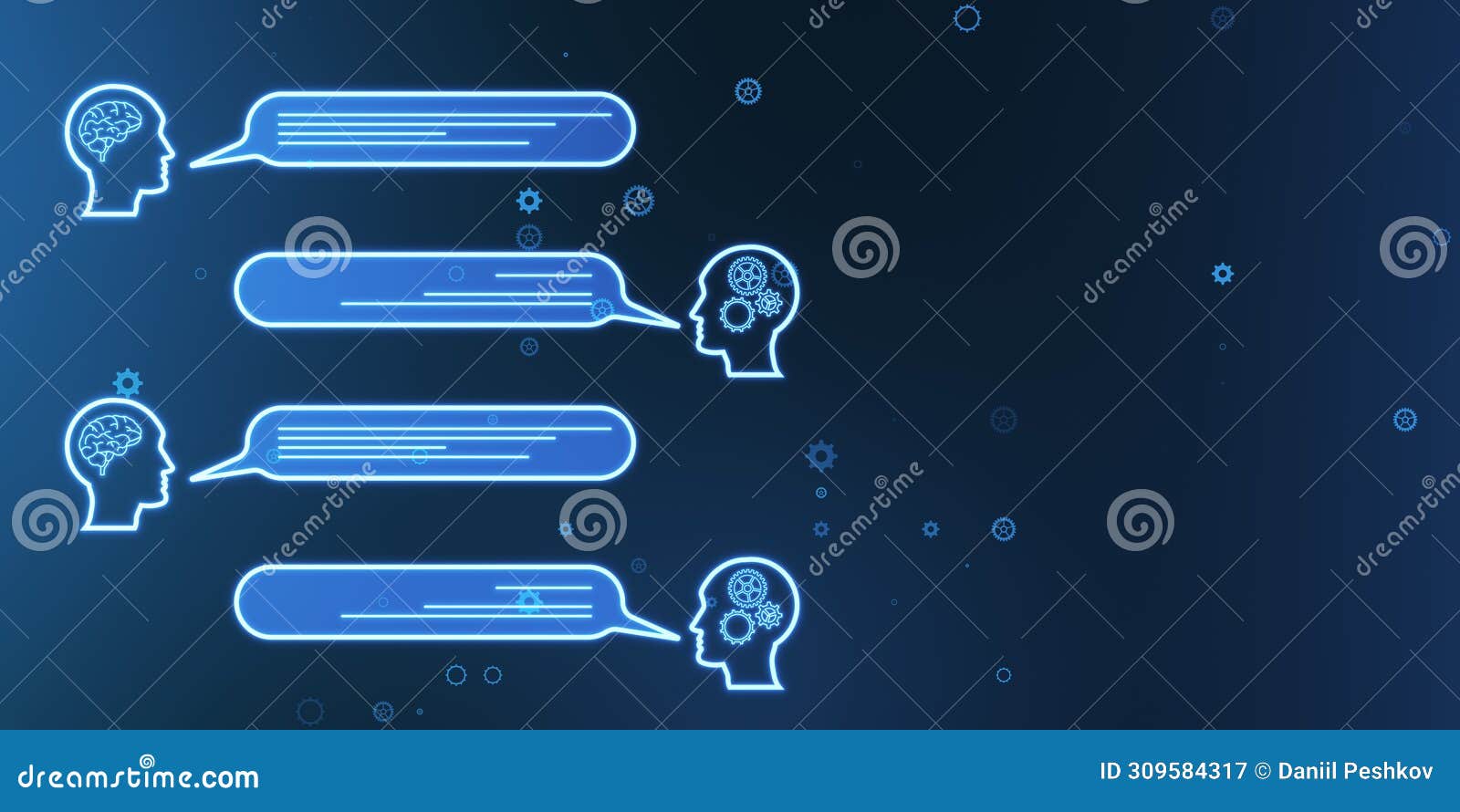 Creative Chat GPT Hologram with Speech Bubbles on Blurry Blue ...