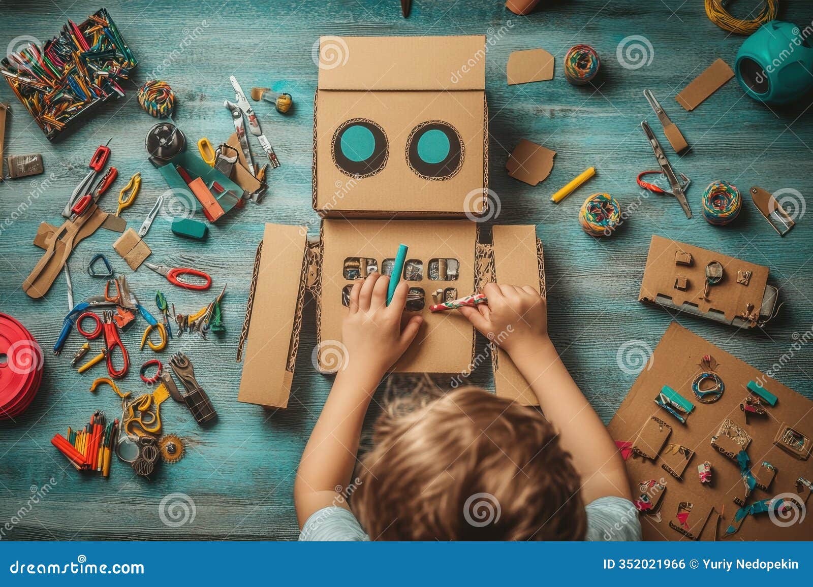 Cardboard Robot On A White Background. Artificial Intelligence Stock ...