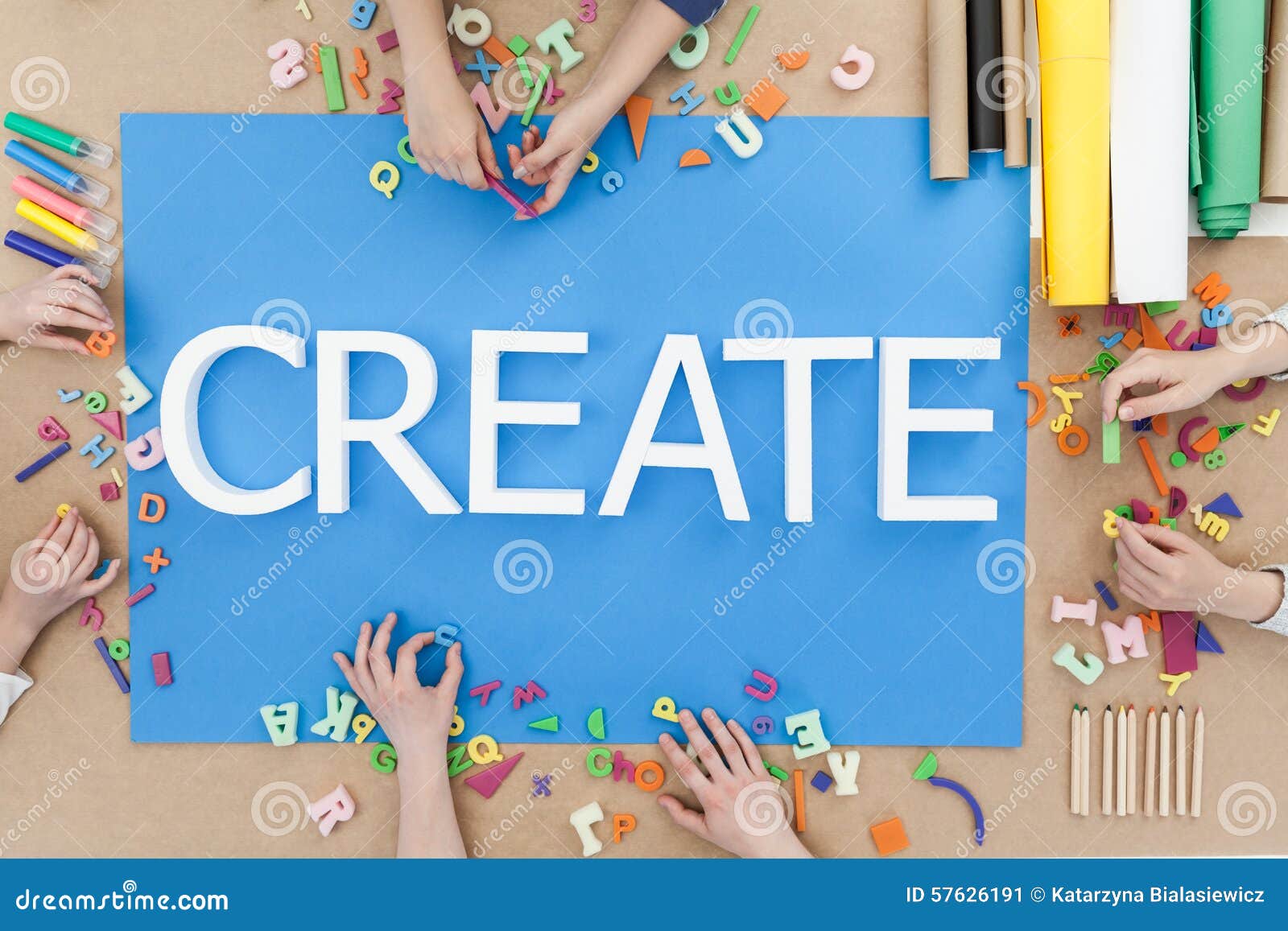 Creative Children Building Words Stock Image - Image of supplies ...