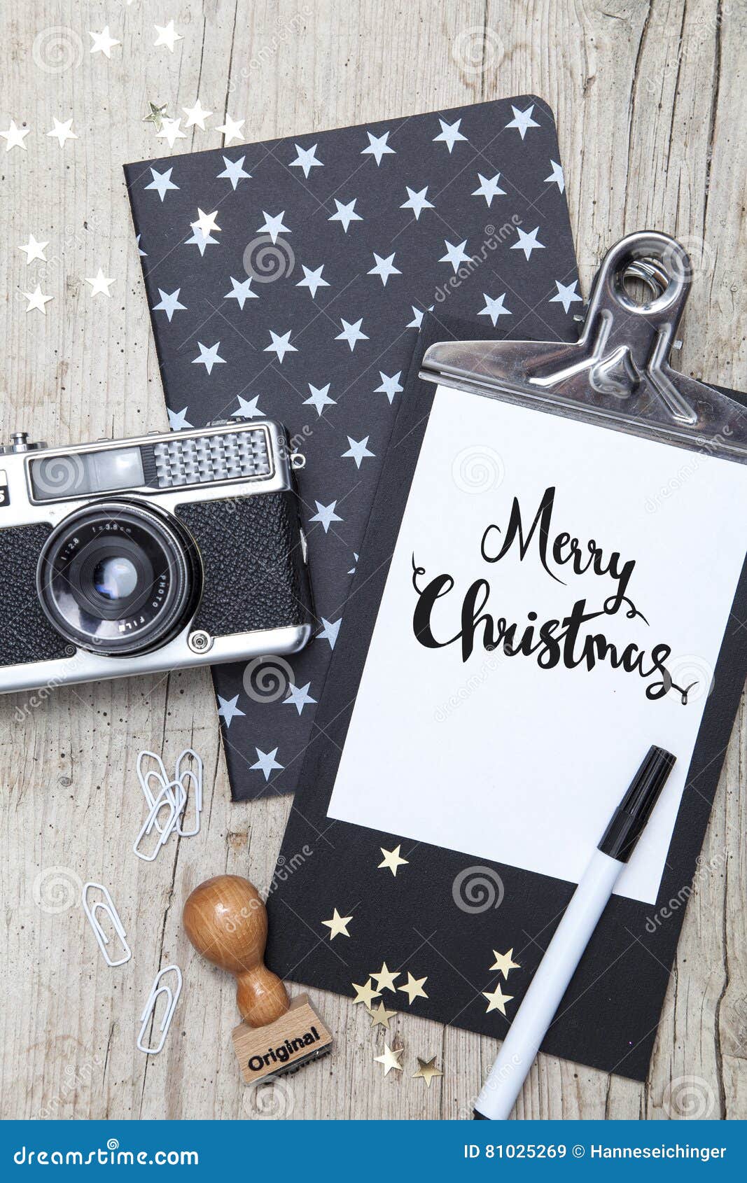Creative Christmas Card with an Old Photo Camera Stock Image - Image of ...