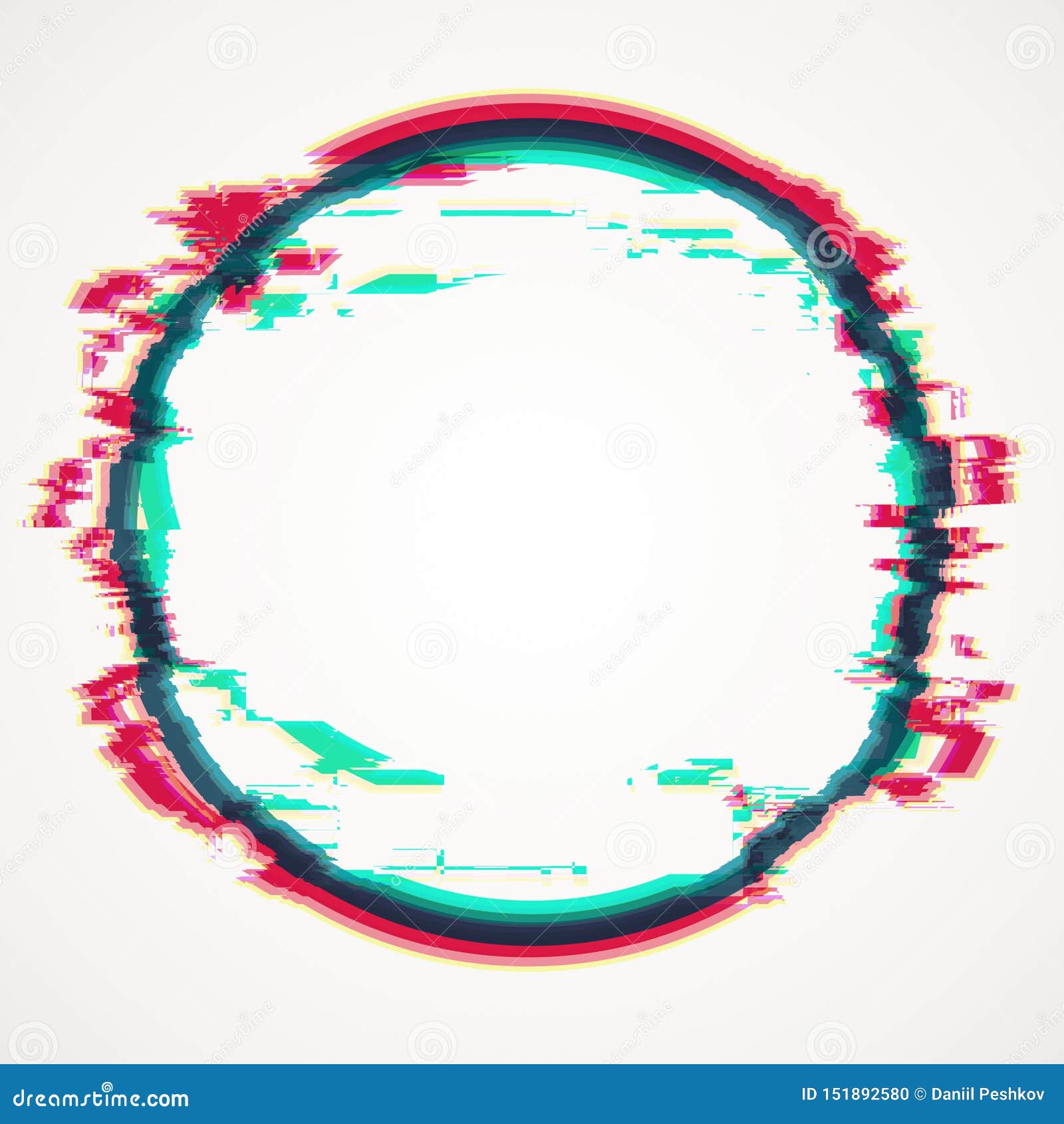 Circle Glitch Frame Cadre Template. Vector Illustration | CartoonDealer ...