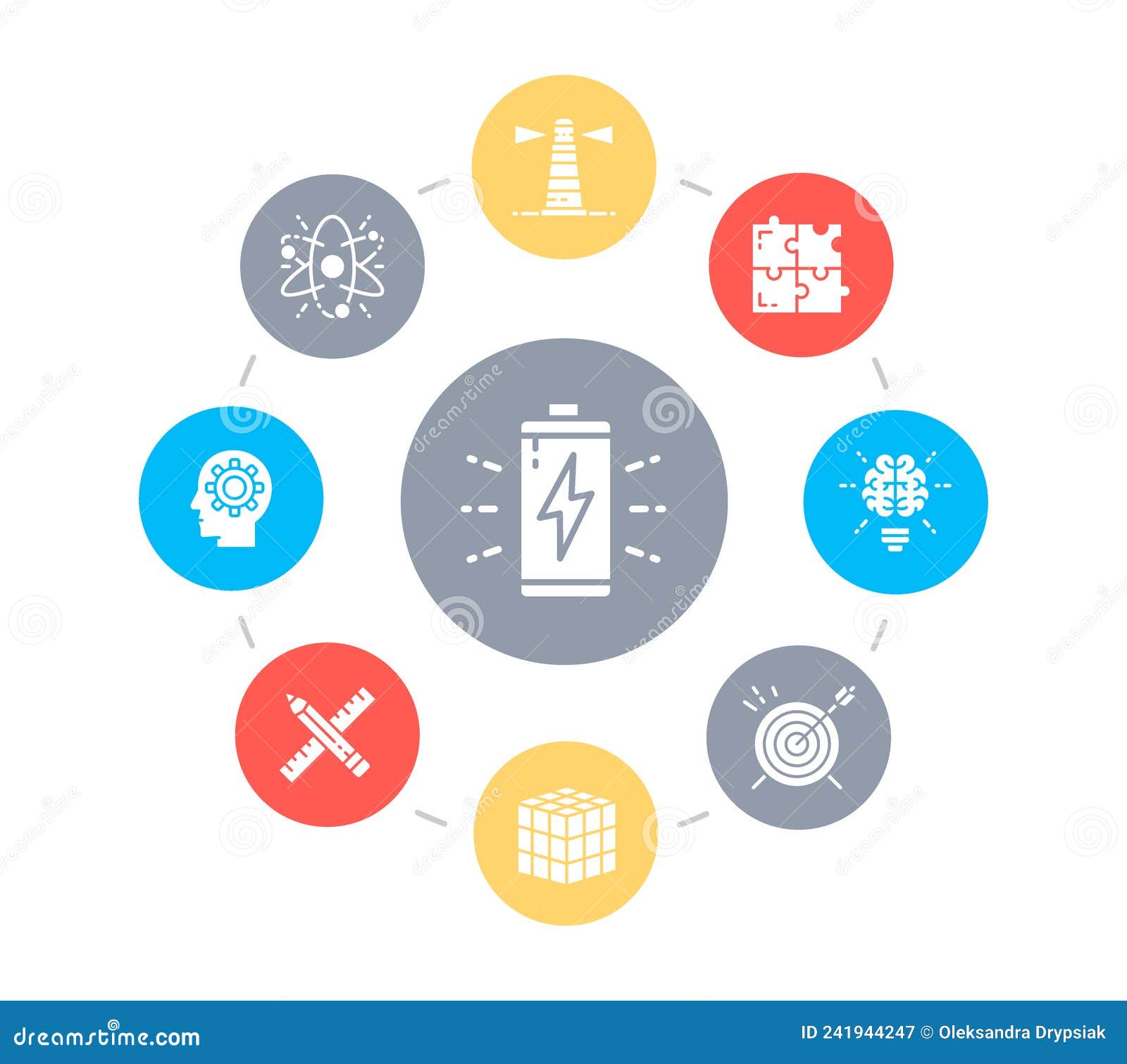 Creative Circle Illustration with Icons. Innovation, Startup, Artwork ...