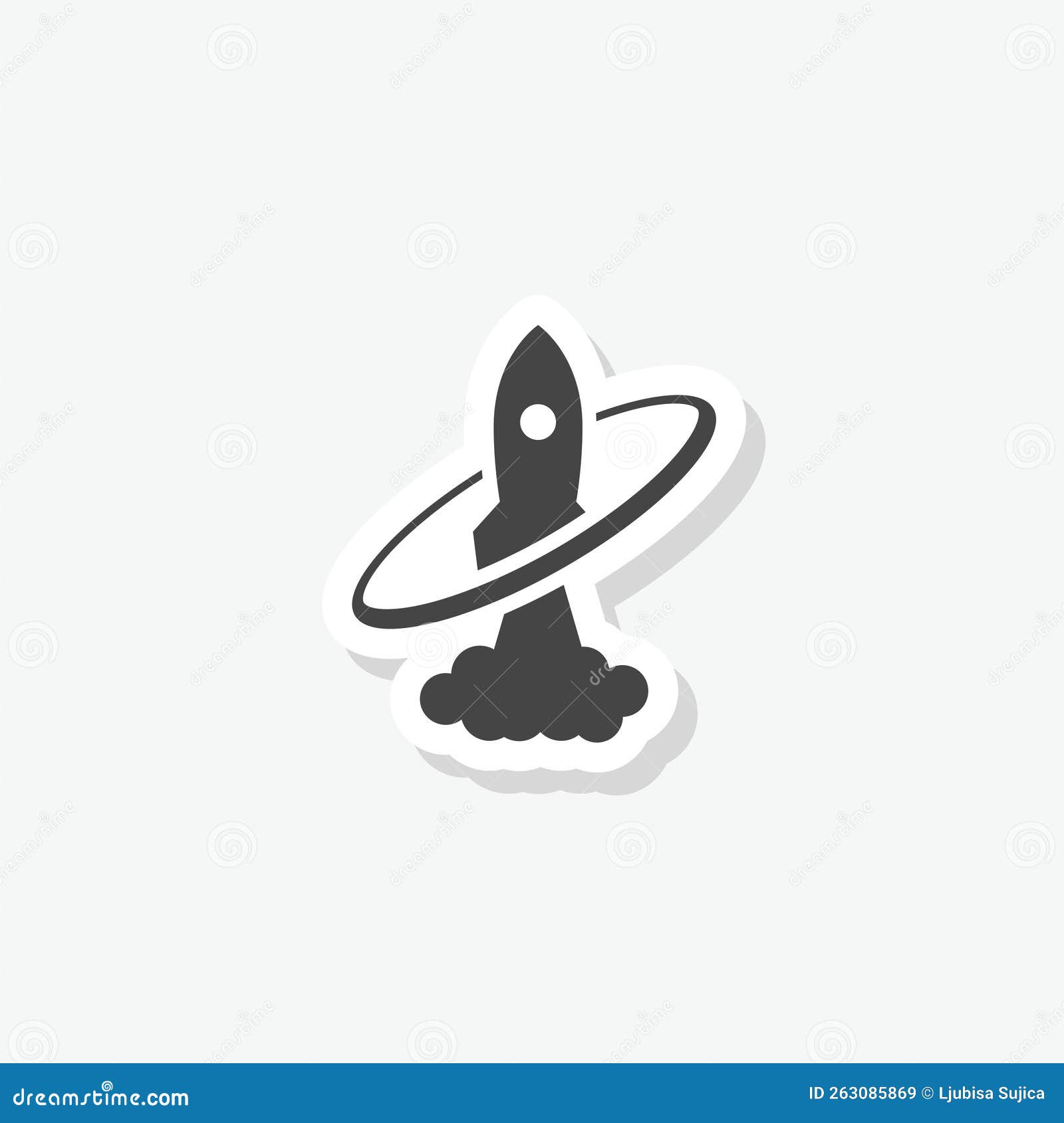 Creative Circle Rocket Space Logo Design Sticker Stock Vector ...