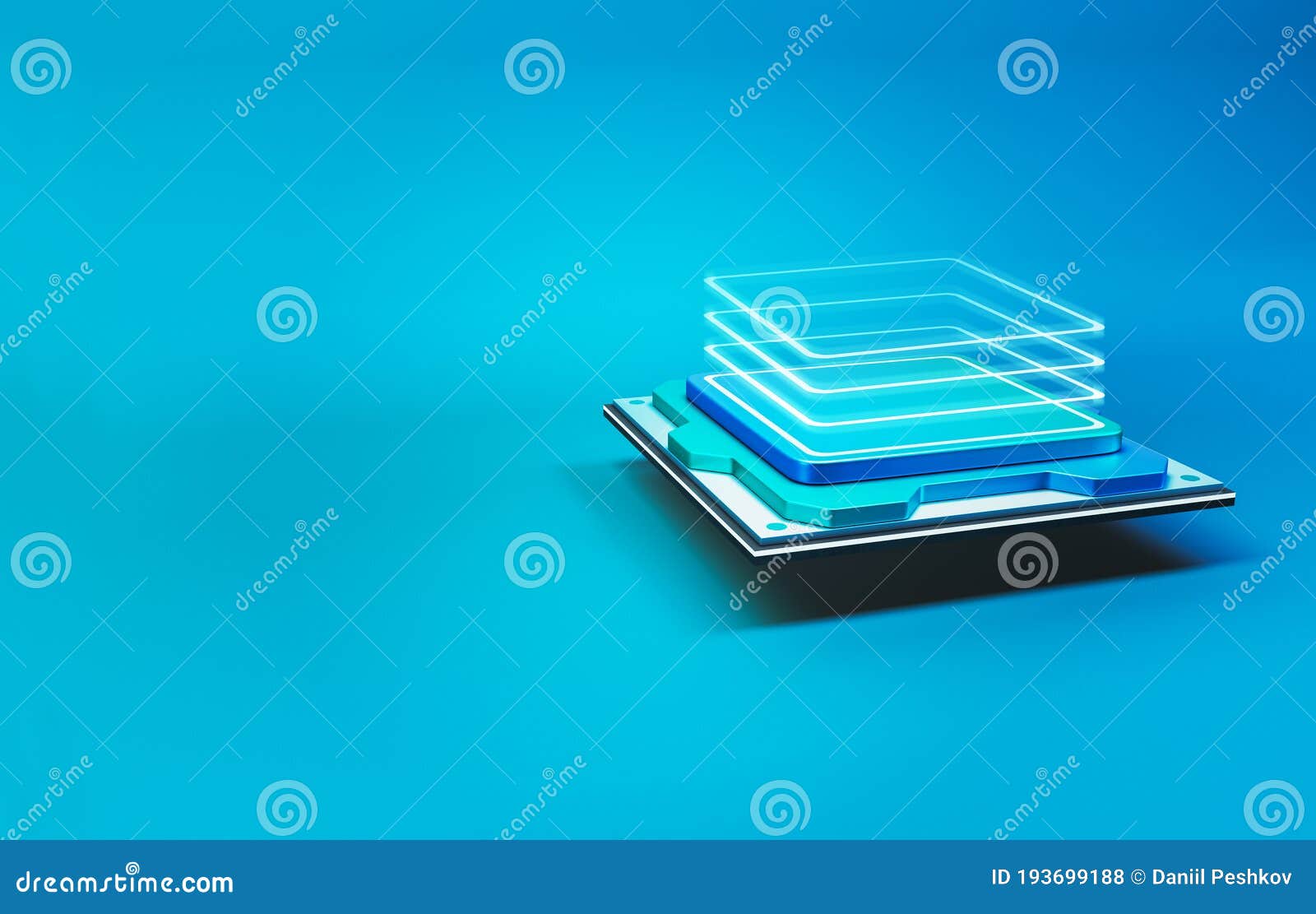 Creative Circuit Chip with Colorful Lights Stock Illustration ...