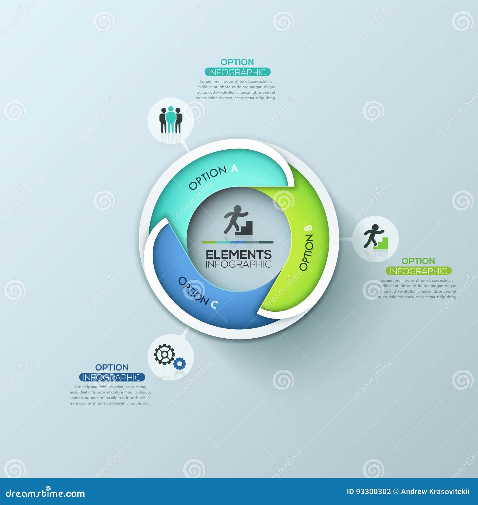 Creative Circular Infographic Design Template with 3 Lettered ...