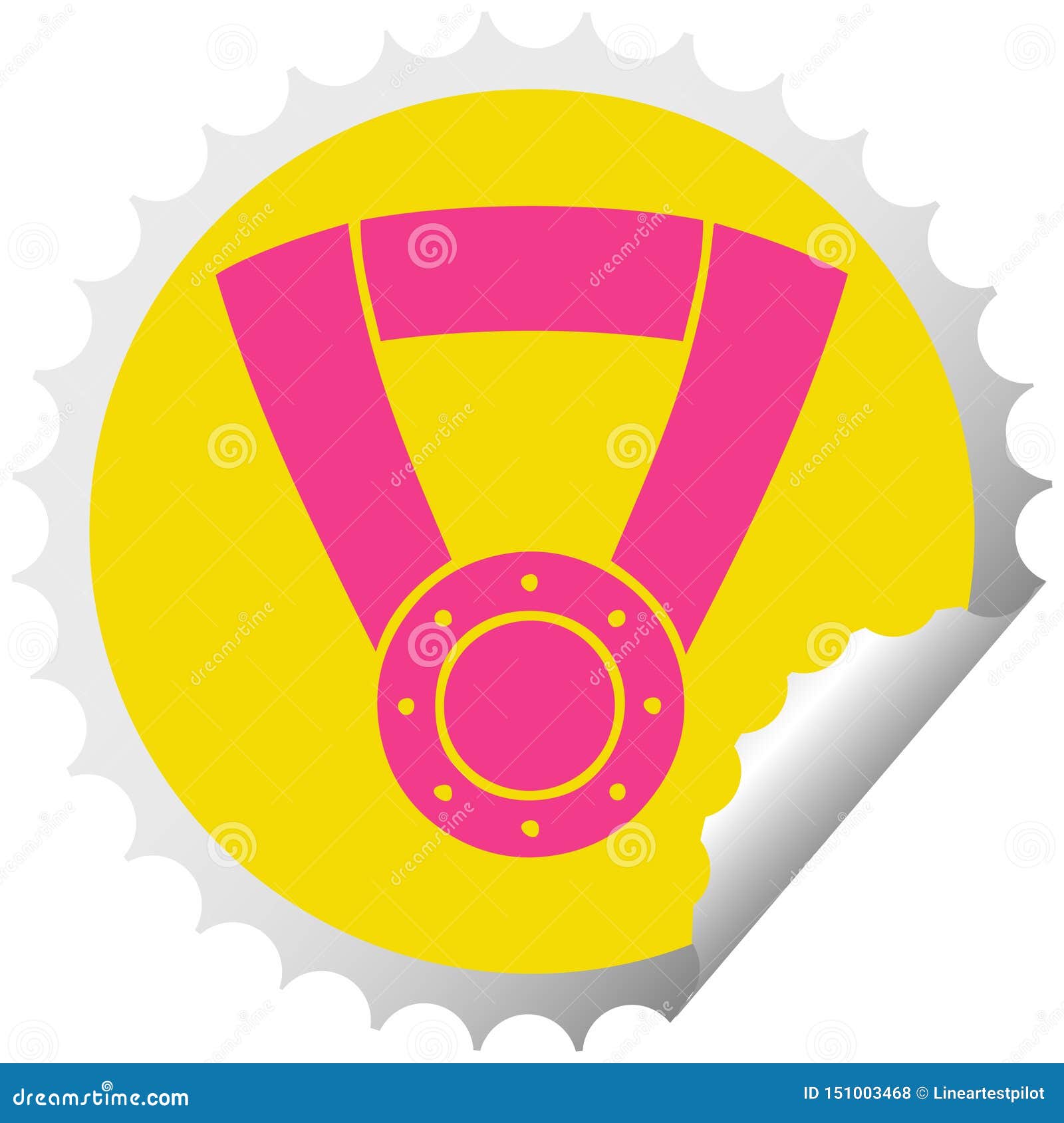 A Creative Circular Peeling Sticker Cartoon Gold Medal Stock Vector ...