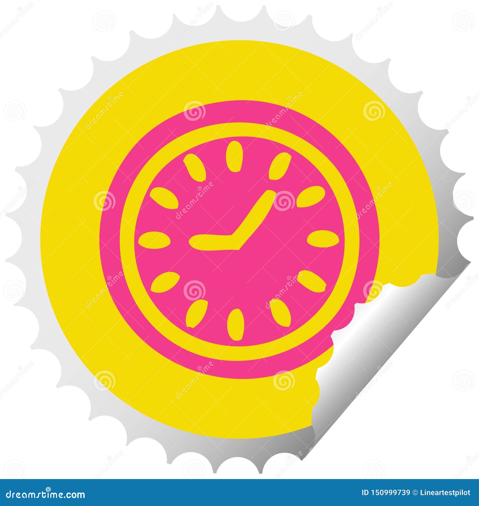 A Creative Circular Peeling Sticker Cartoon Wall Clock Stock Vector ...