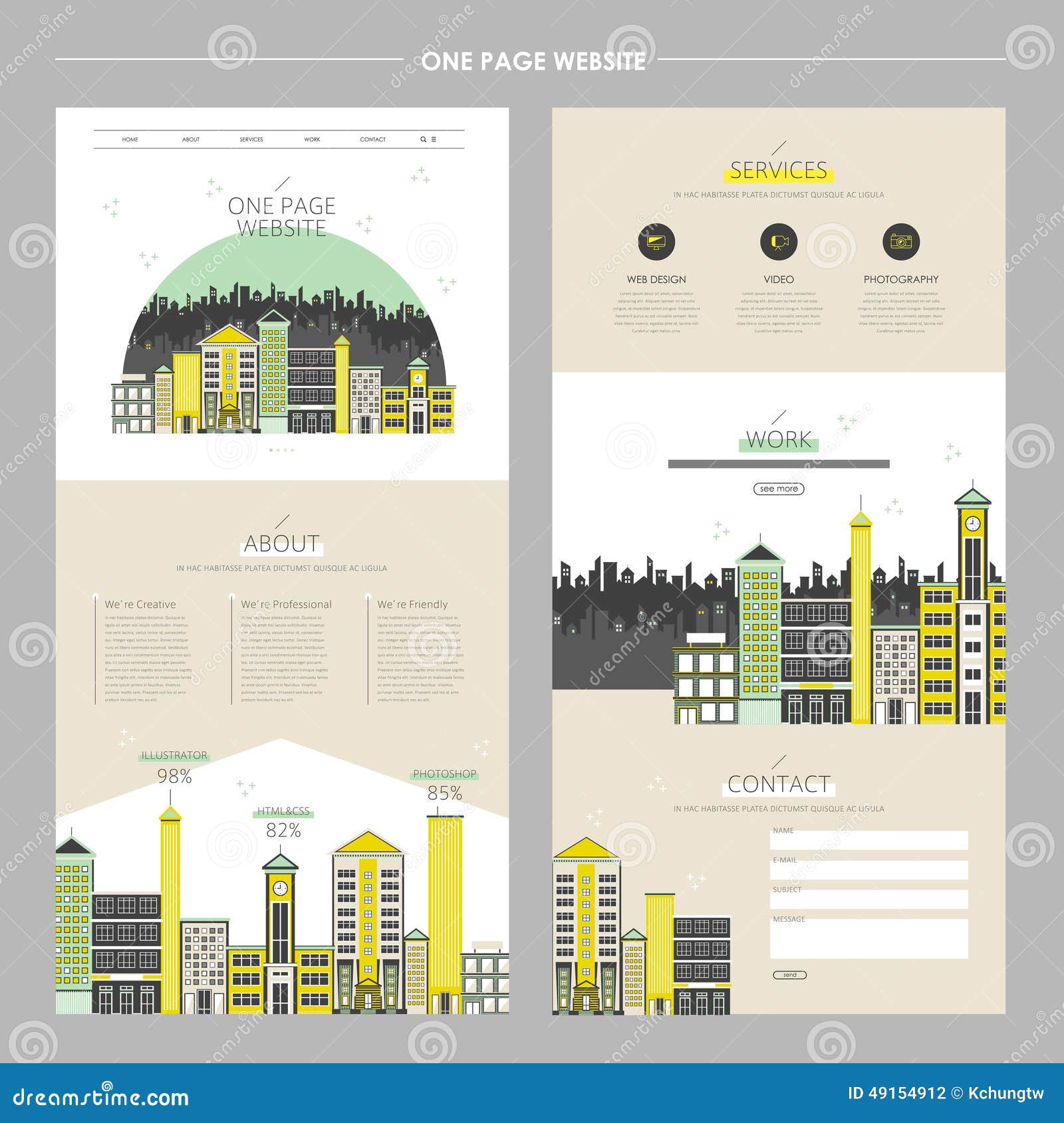 Creative Cityscape One Page Website Stock Vector - Illustration of ...