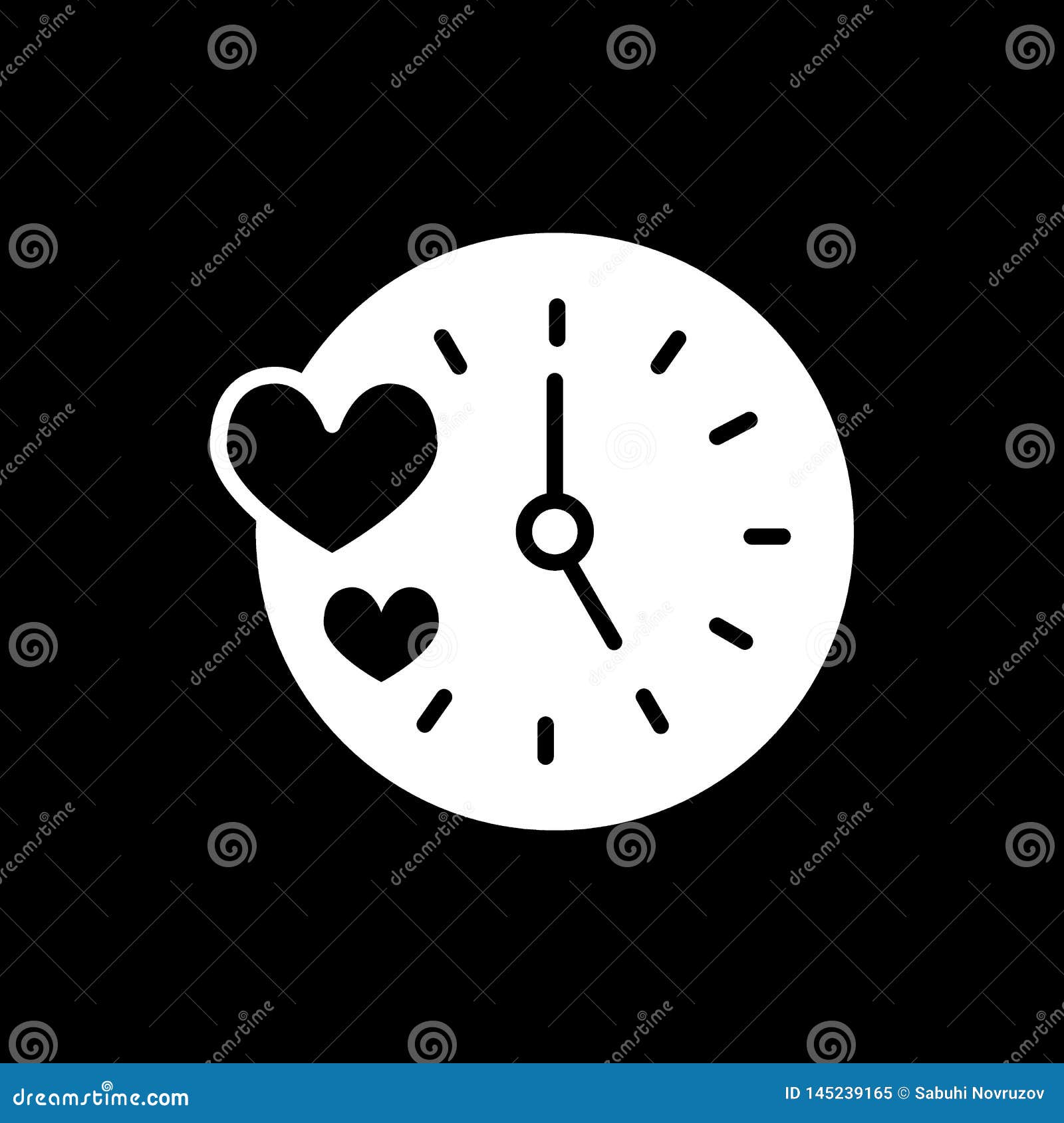 Creative Clock Heart Design. Simple Line Solid Illustration Stock ...